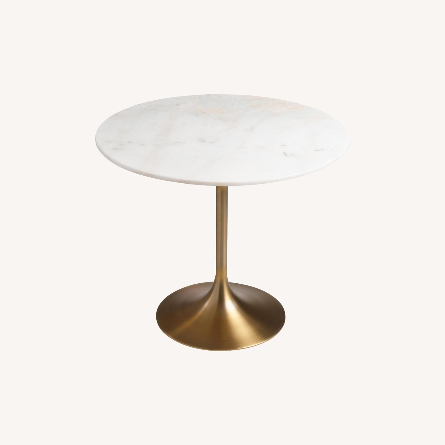 White Marble Round Dining Table - AptDeco