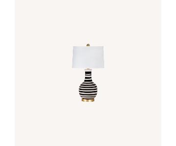 Black & White Stripe Table Lamp Base - AptDeco