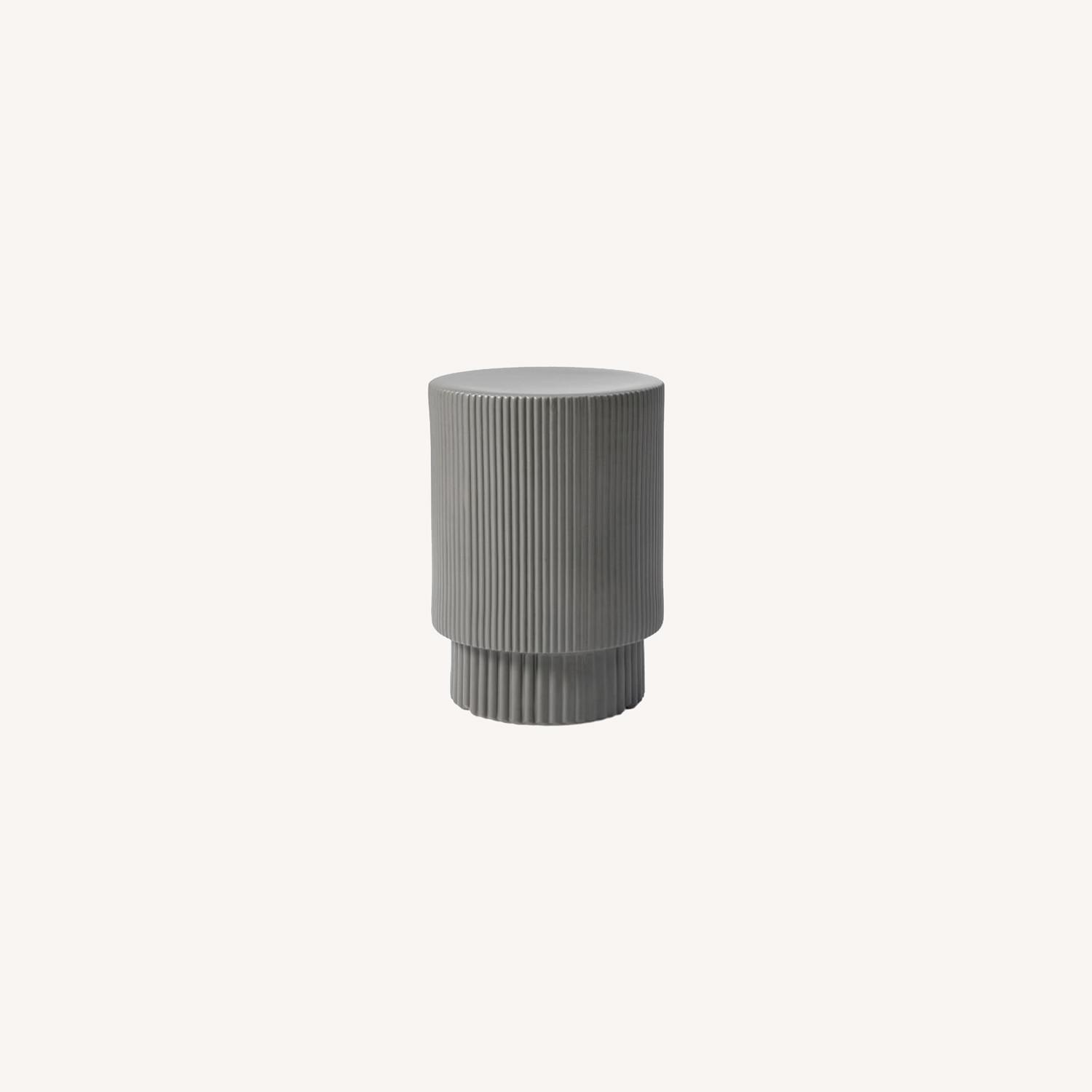 West Elm Fluted Collection Dove Gray Side Table - AptDeco
