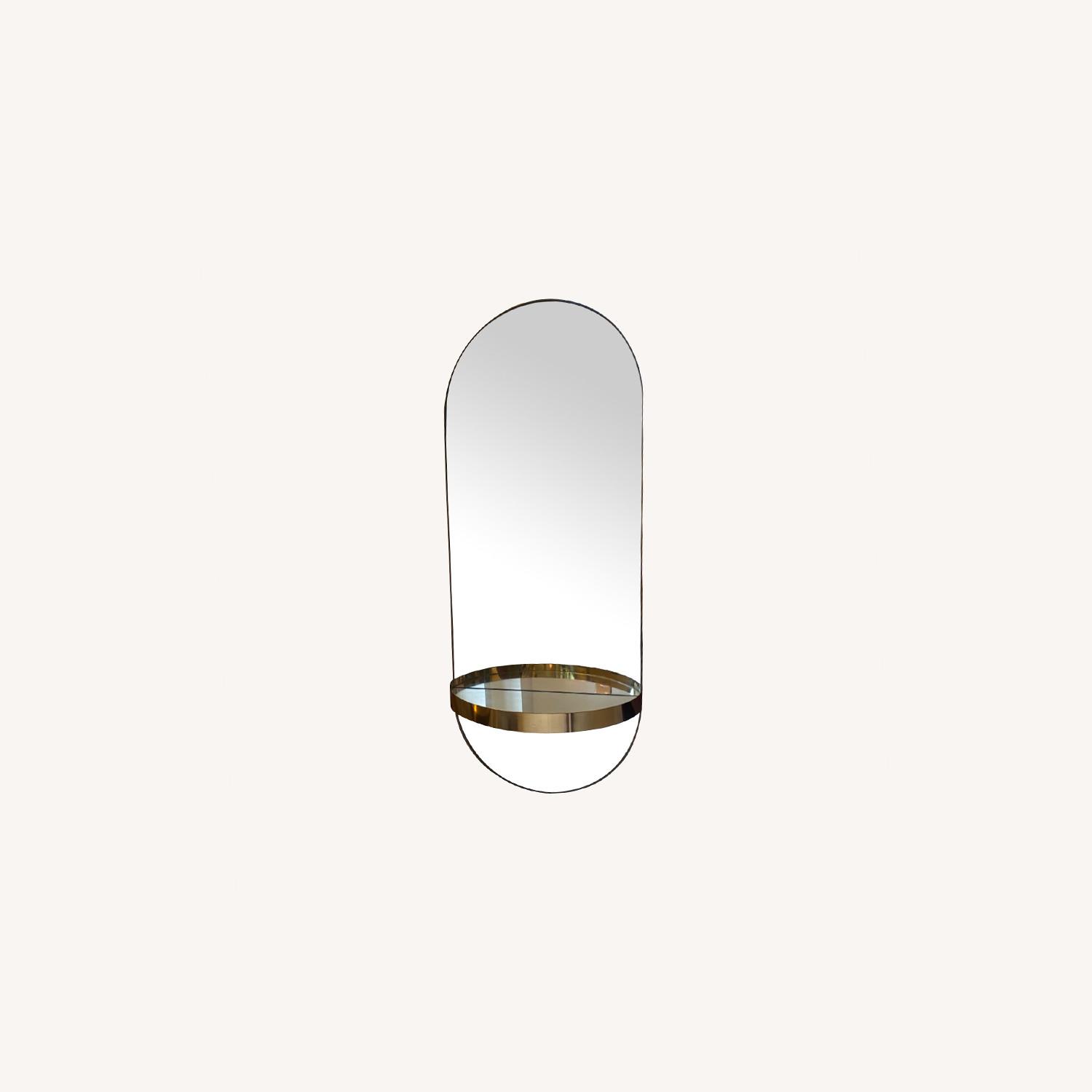 Cb2 Brass Wall Mirror with Shelve - AptDeco