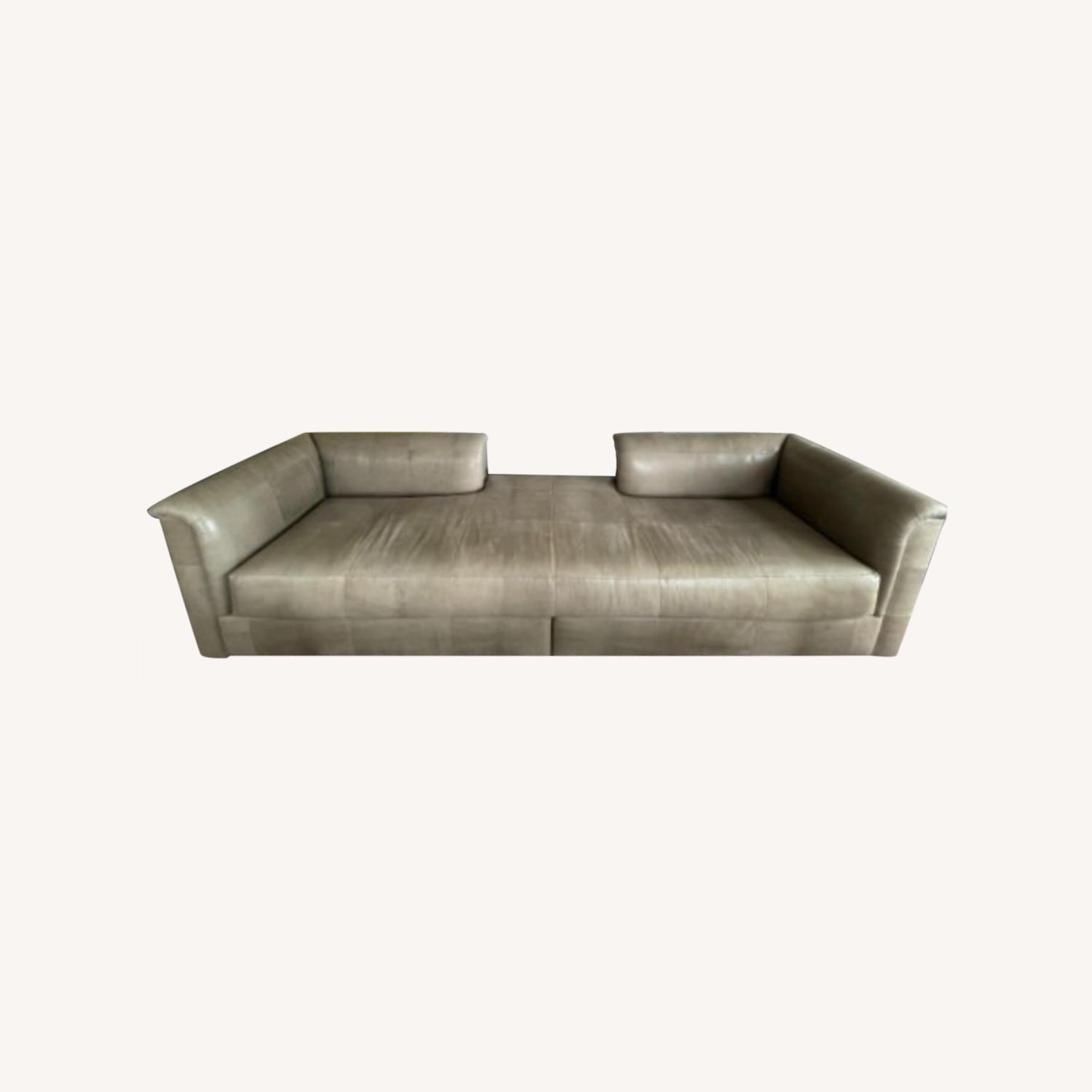 Custom Made Leather Couch - AptDeco