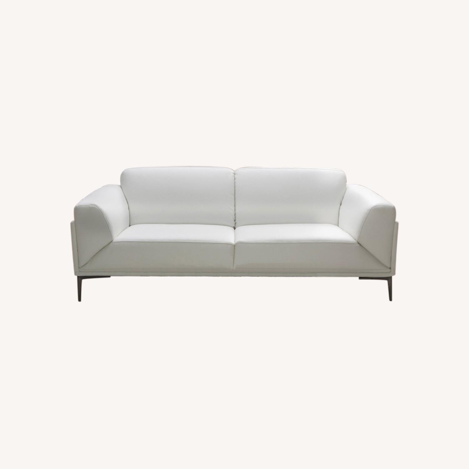 Modern Modani Faux Leather Sofa White - AptDeco