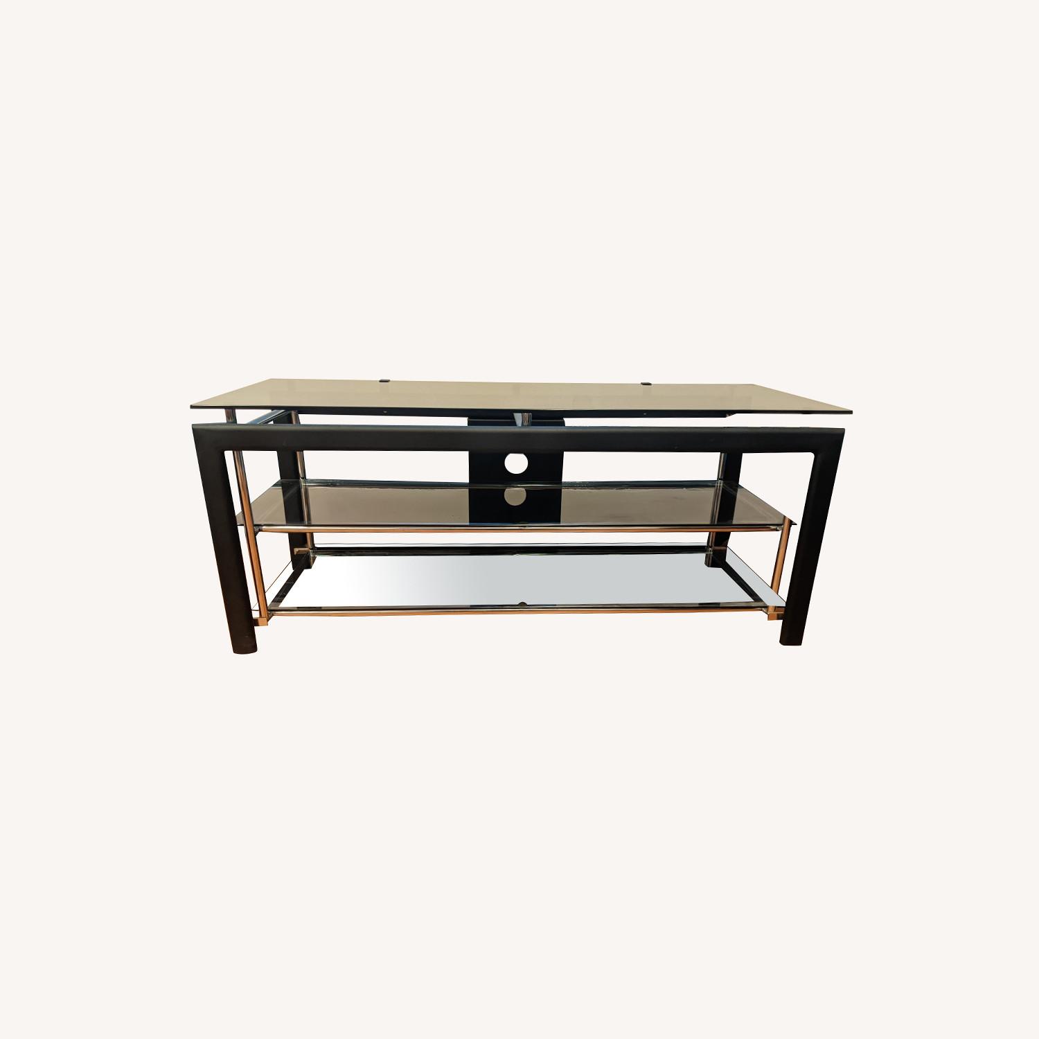 Metal and Glass Media Table - AptDeco