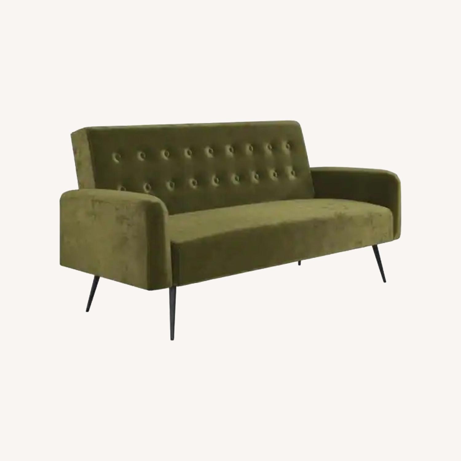 Moss Green Velvet Couch - AptDeco