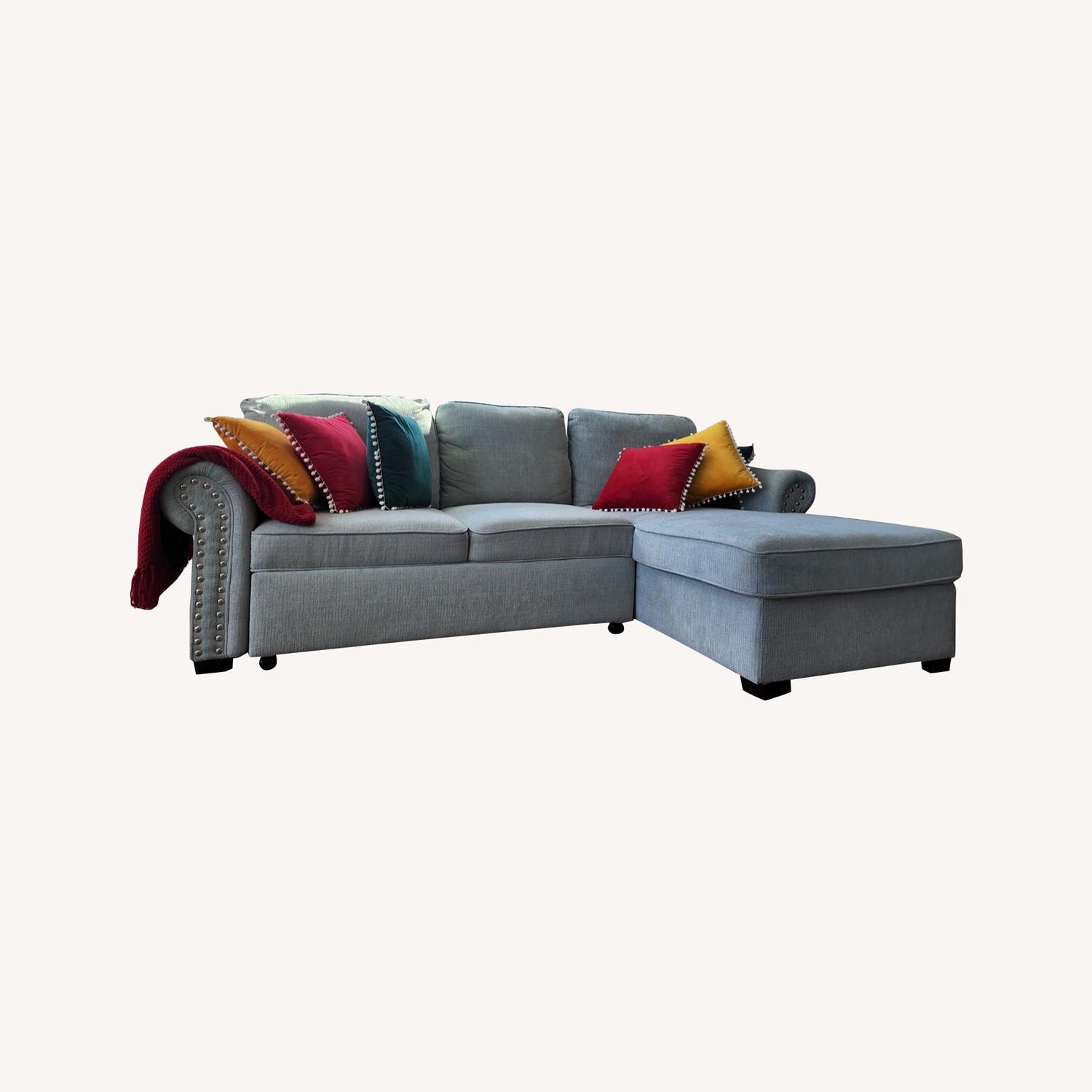 Playroom Artisan Blue Left Arm Facing Sectional - AptDeco