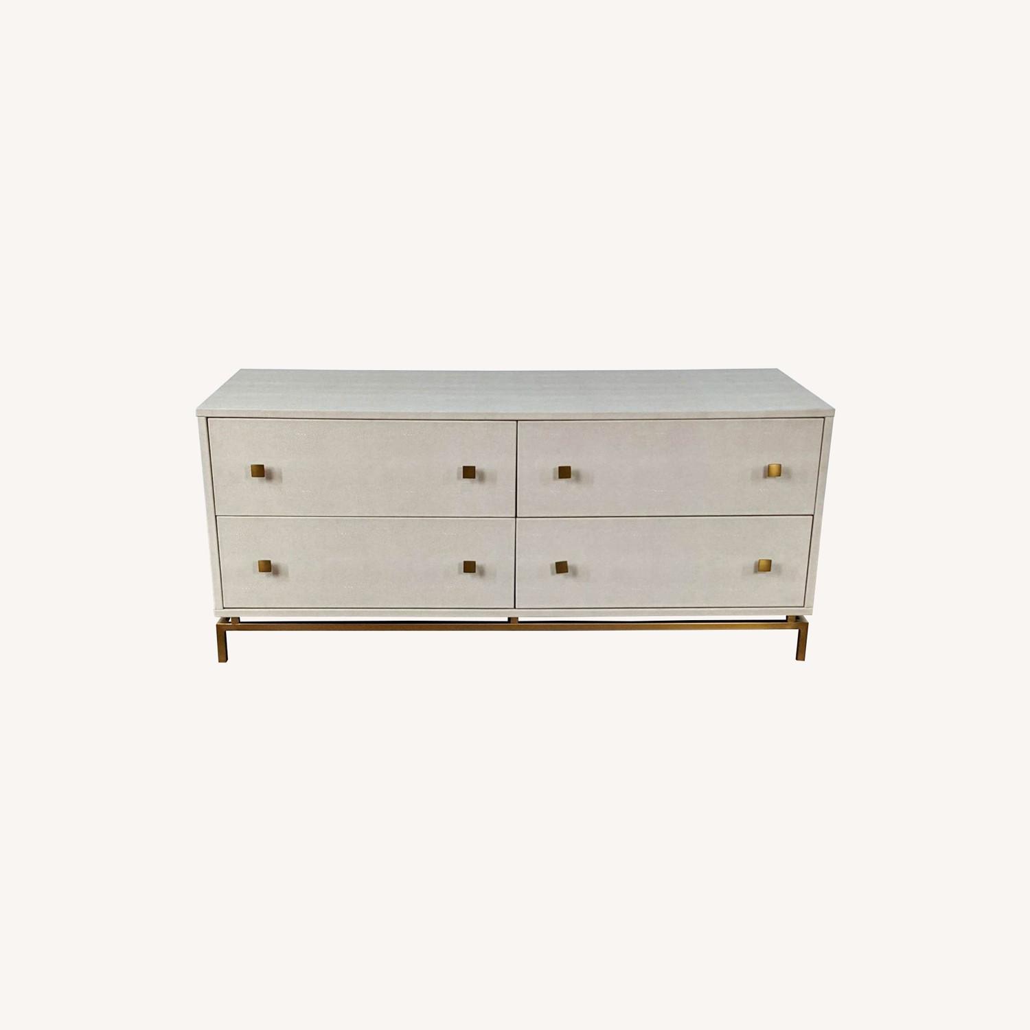 CB2 Ivory Shagreen Embossed Low Dresser - AptDeco