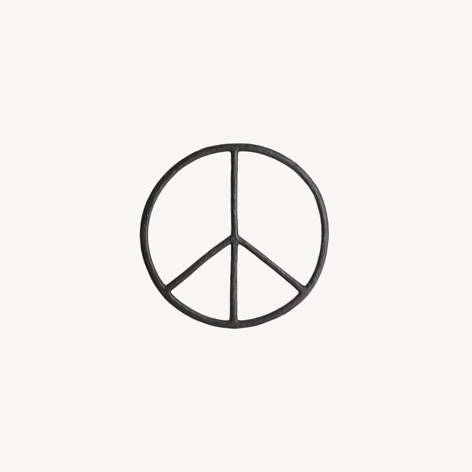 Pottery Barn Indoor/Outdoor Iron Peace Sign,Bronze - AptDeco