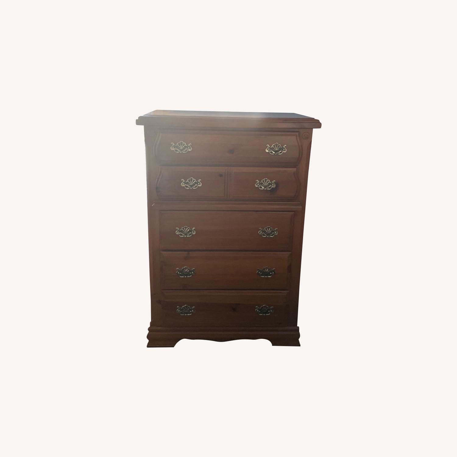 Rustic Oak Dresser with Gold Handles - AptDeco