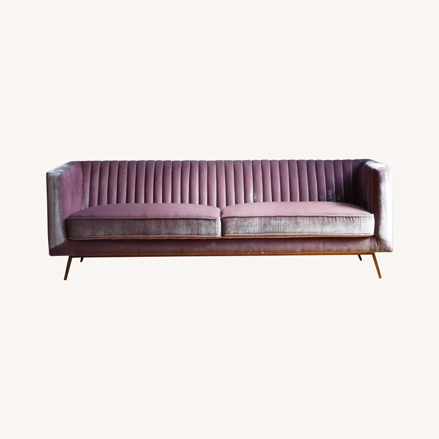 Sophisticated Modern Sofa in Rose Velvet - AptDeco