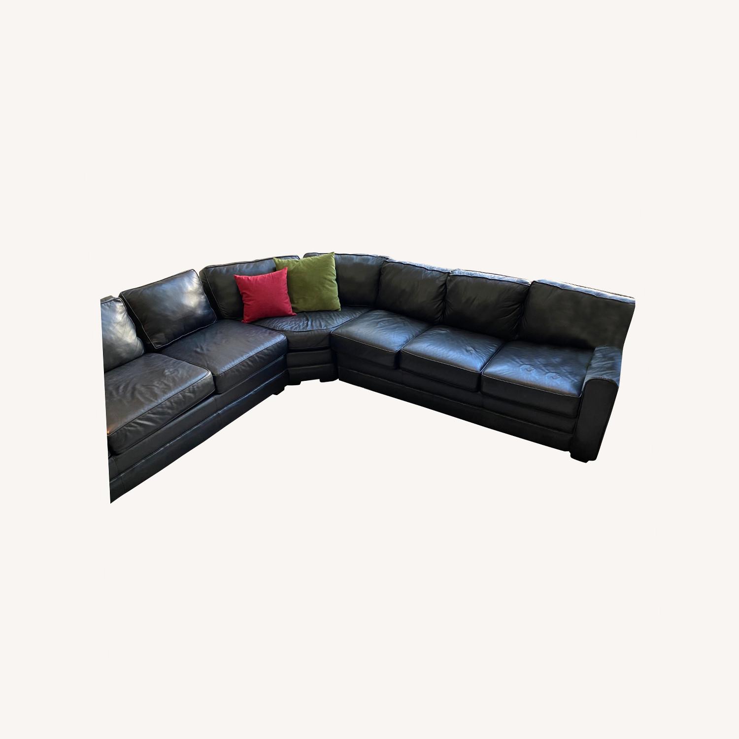 Black Leather 5 Piece Sectional Sofa - AptDeco
