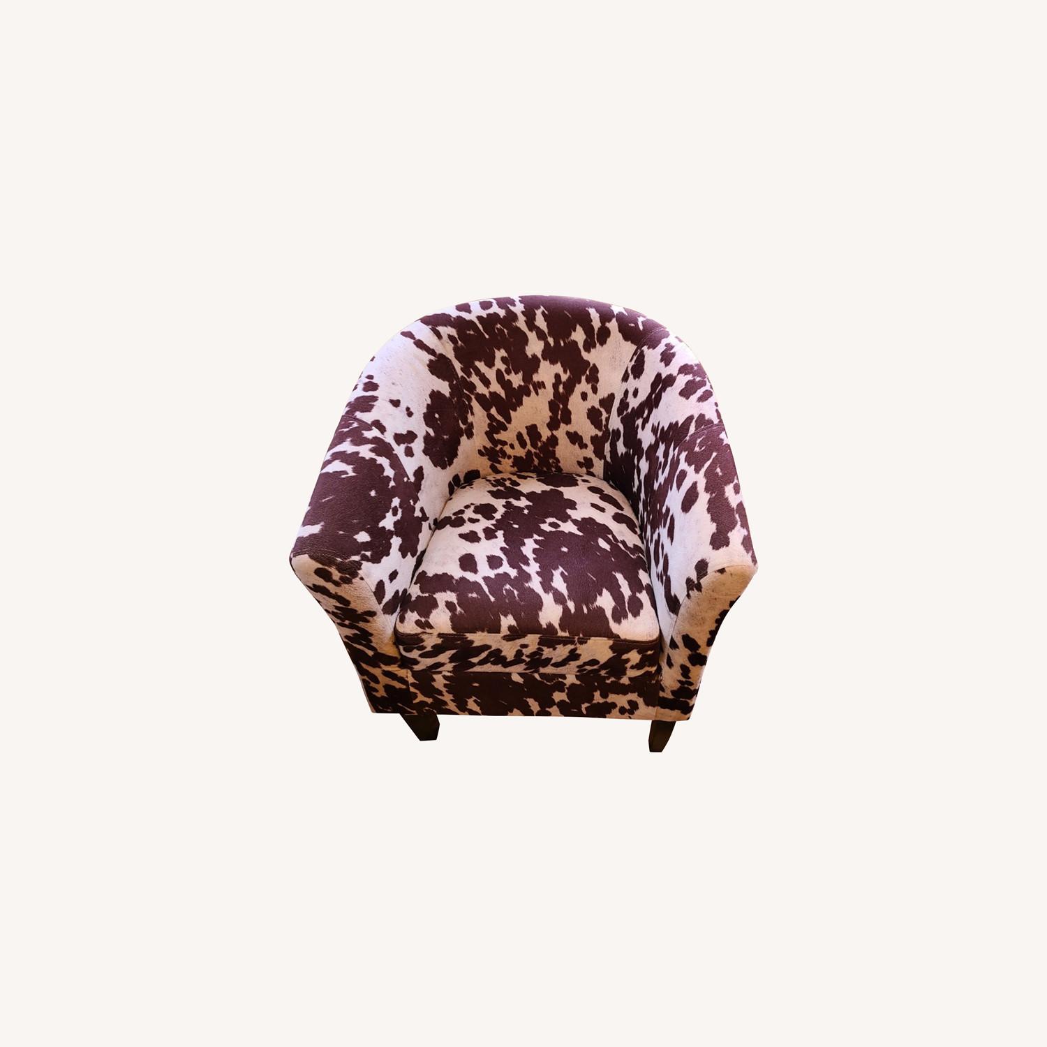 Cow Print Barrel Accent Chair - AptDeco