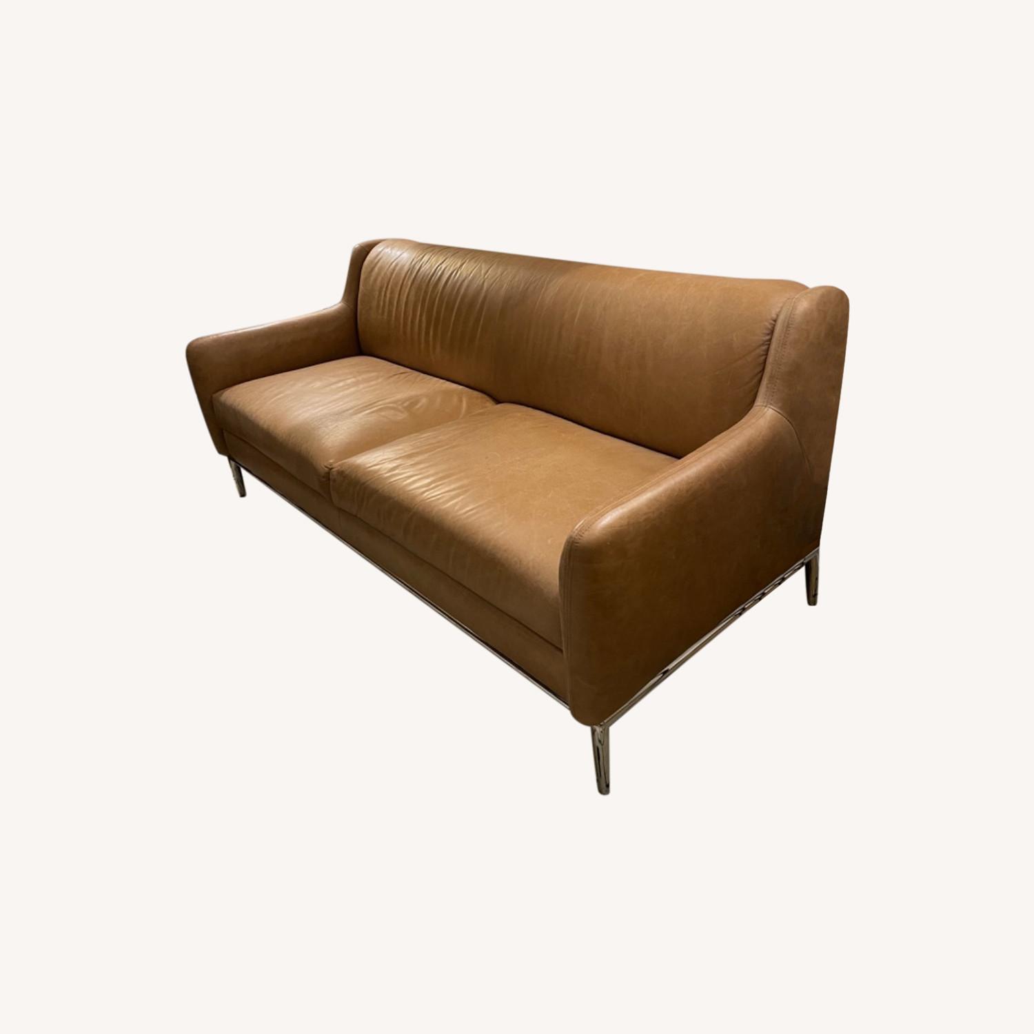CB2 Cognac Leather Sofa - AptDeco