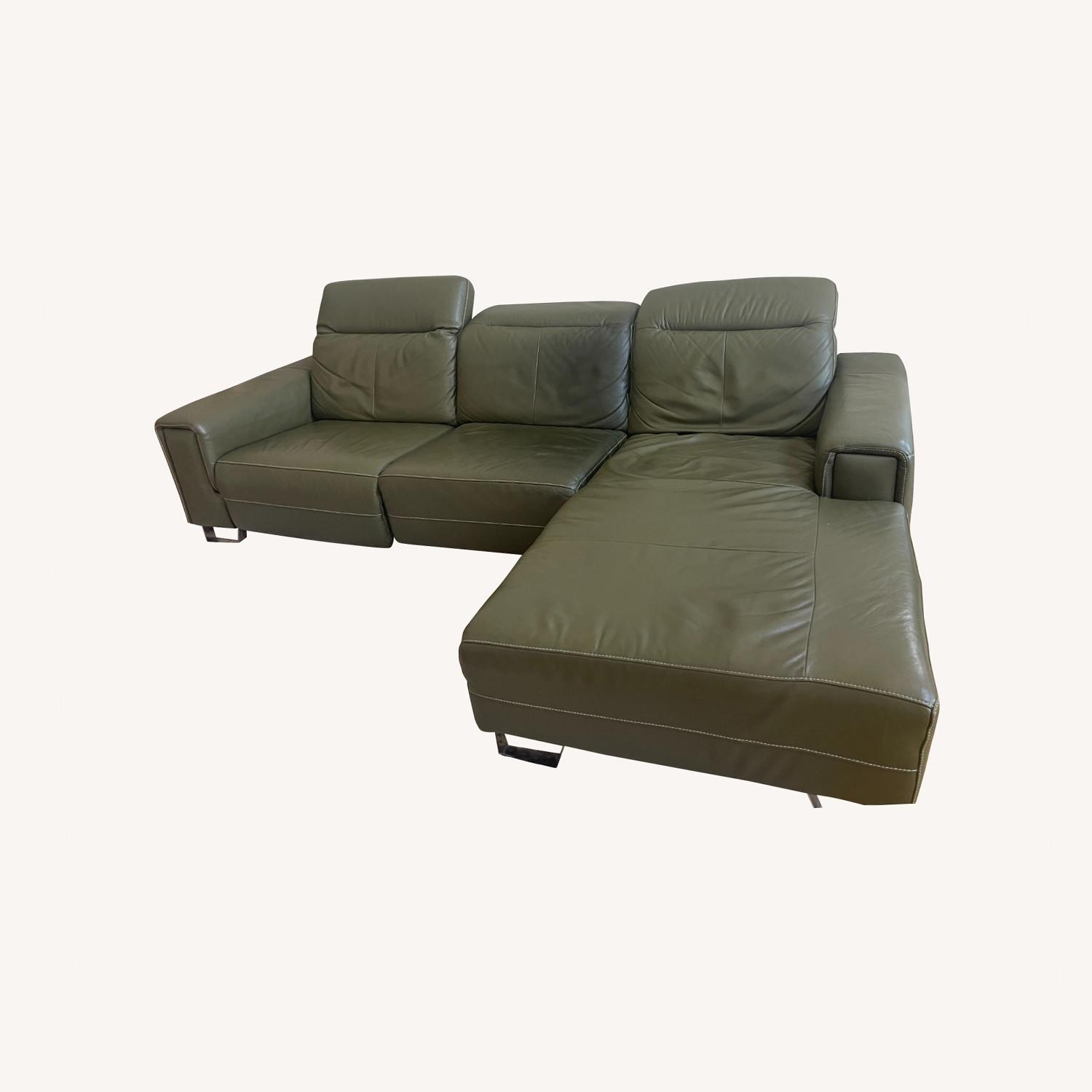 Green Leather Couch - AptDeco