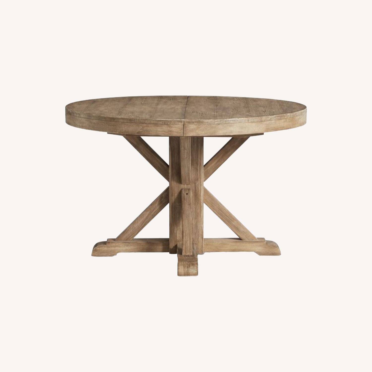 Pottery Barn Benchwright Round Dining Table - AptDeco
