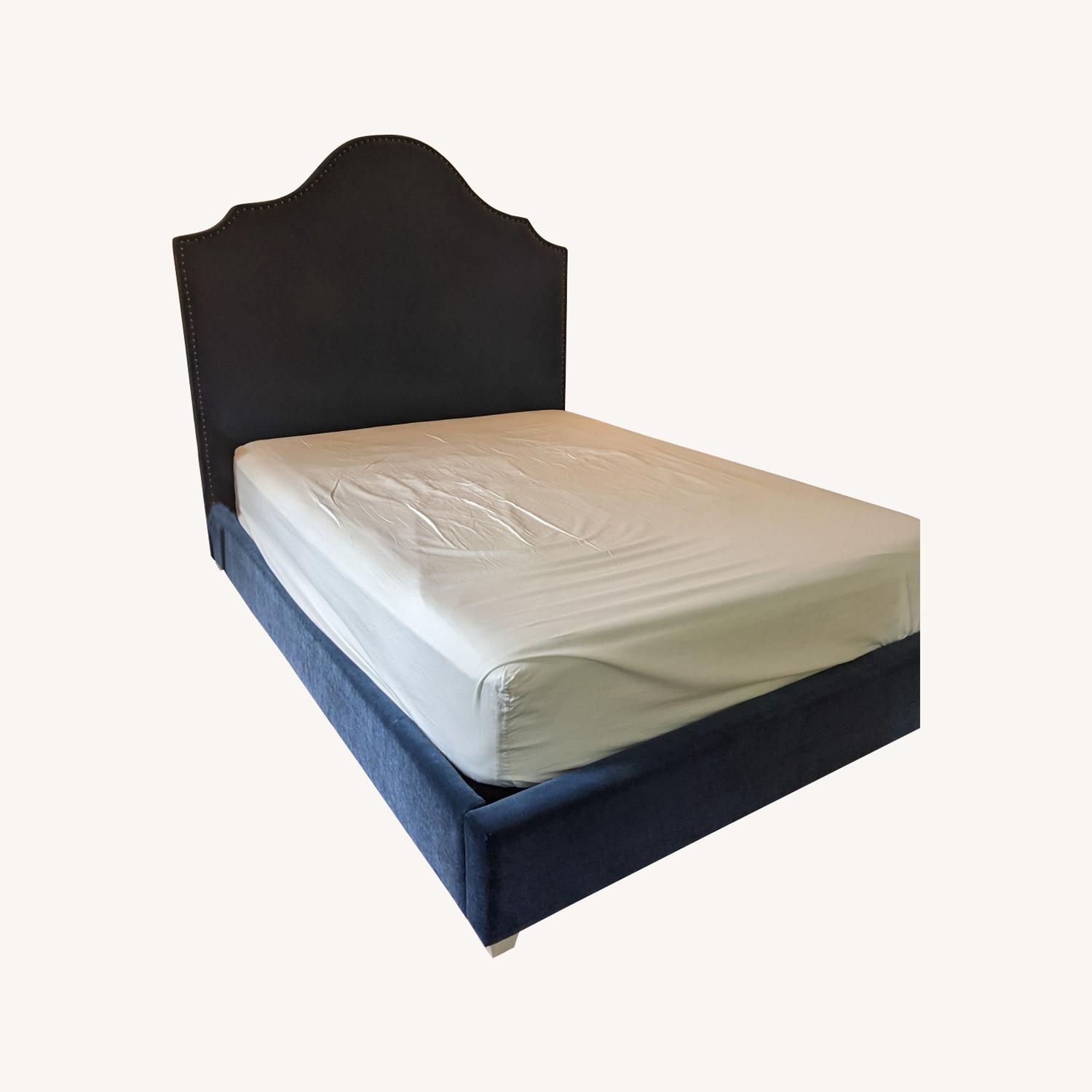 Restoration Hardware Blue Velvet Queen Bed - AptDeco