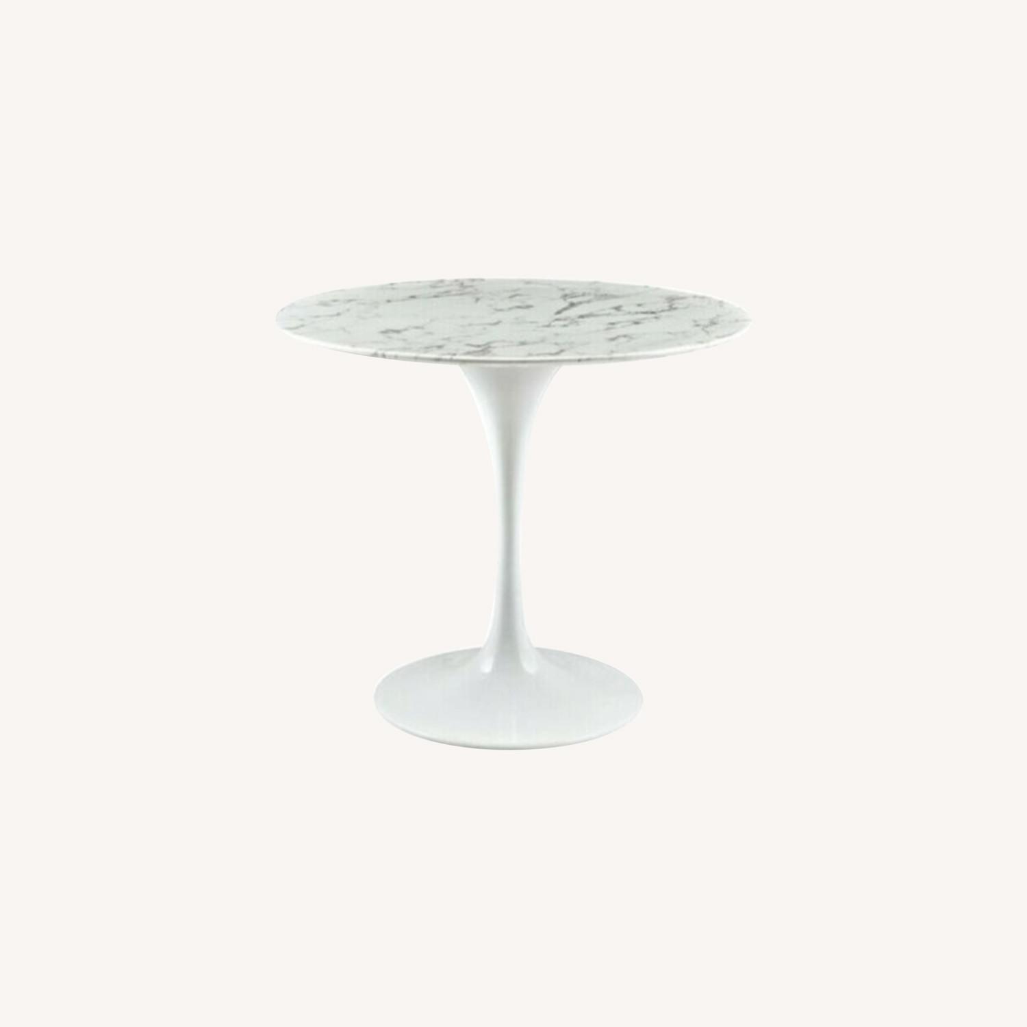Tulip Table 36" Round Marble Top White Base - AptDeco