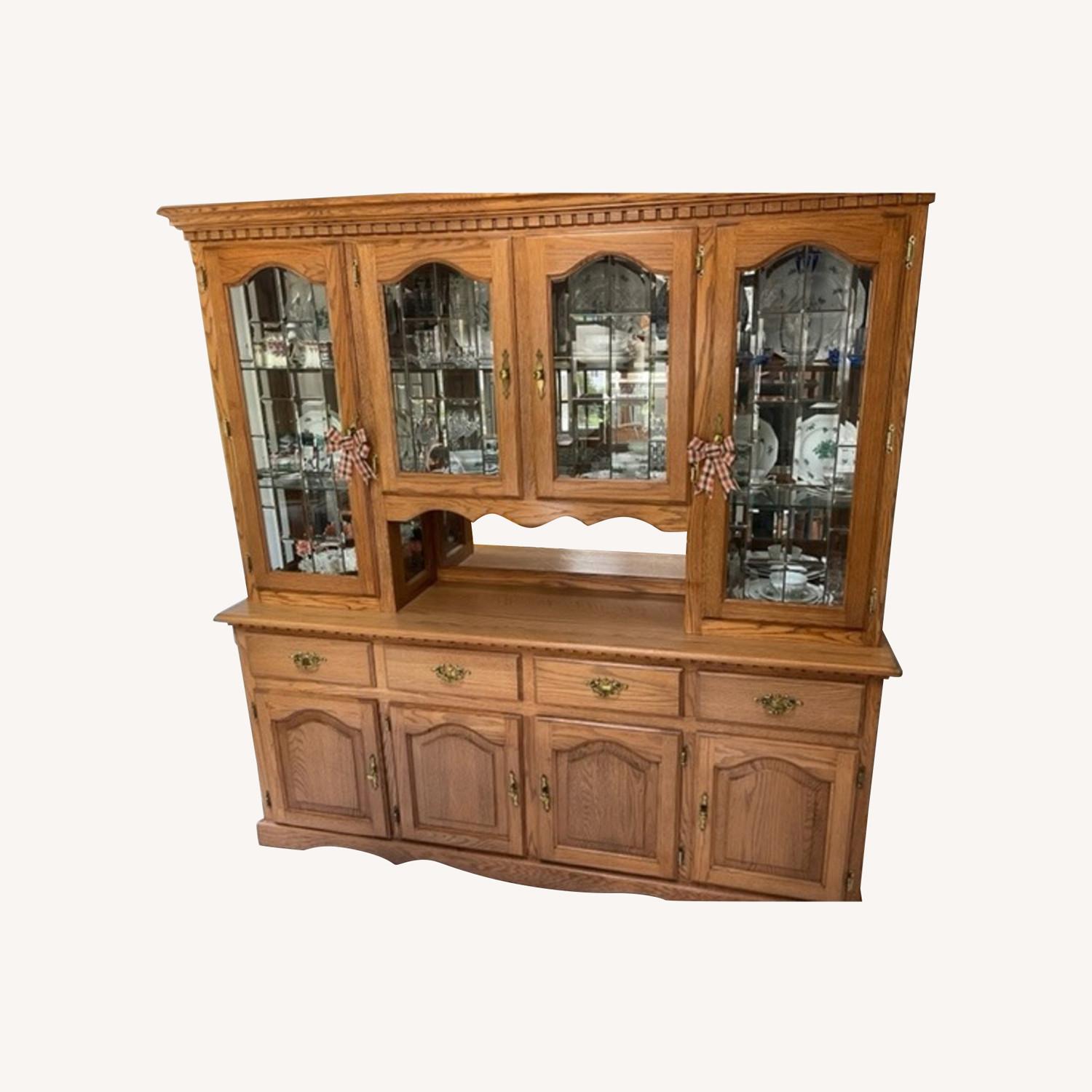 Solid Oak China Cabinet - AptDeco