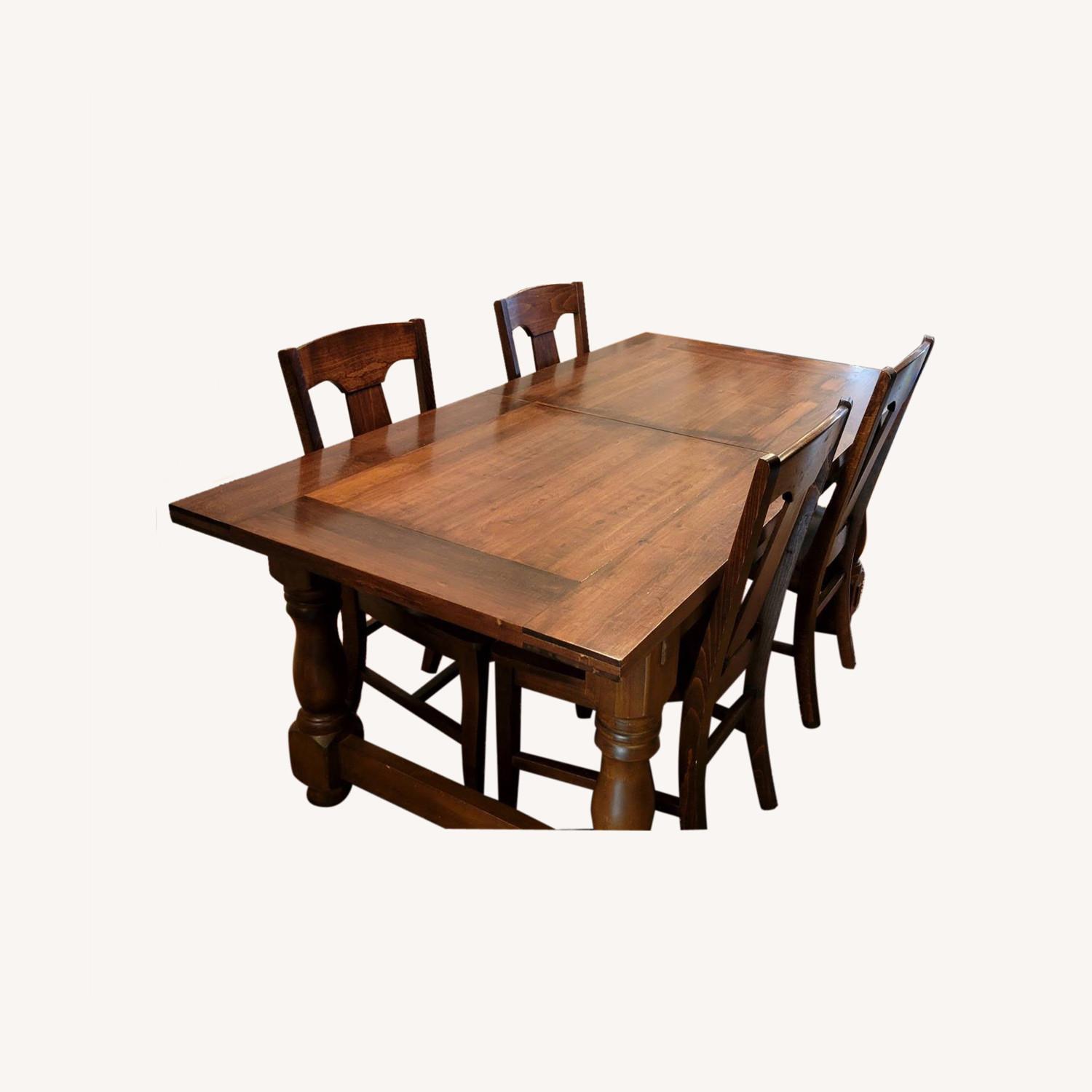 Refinished Wood Table with Leaf and Chairs - AptDeco