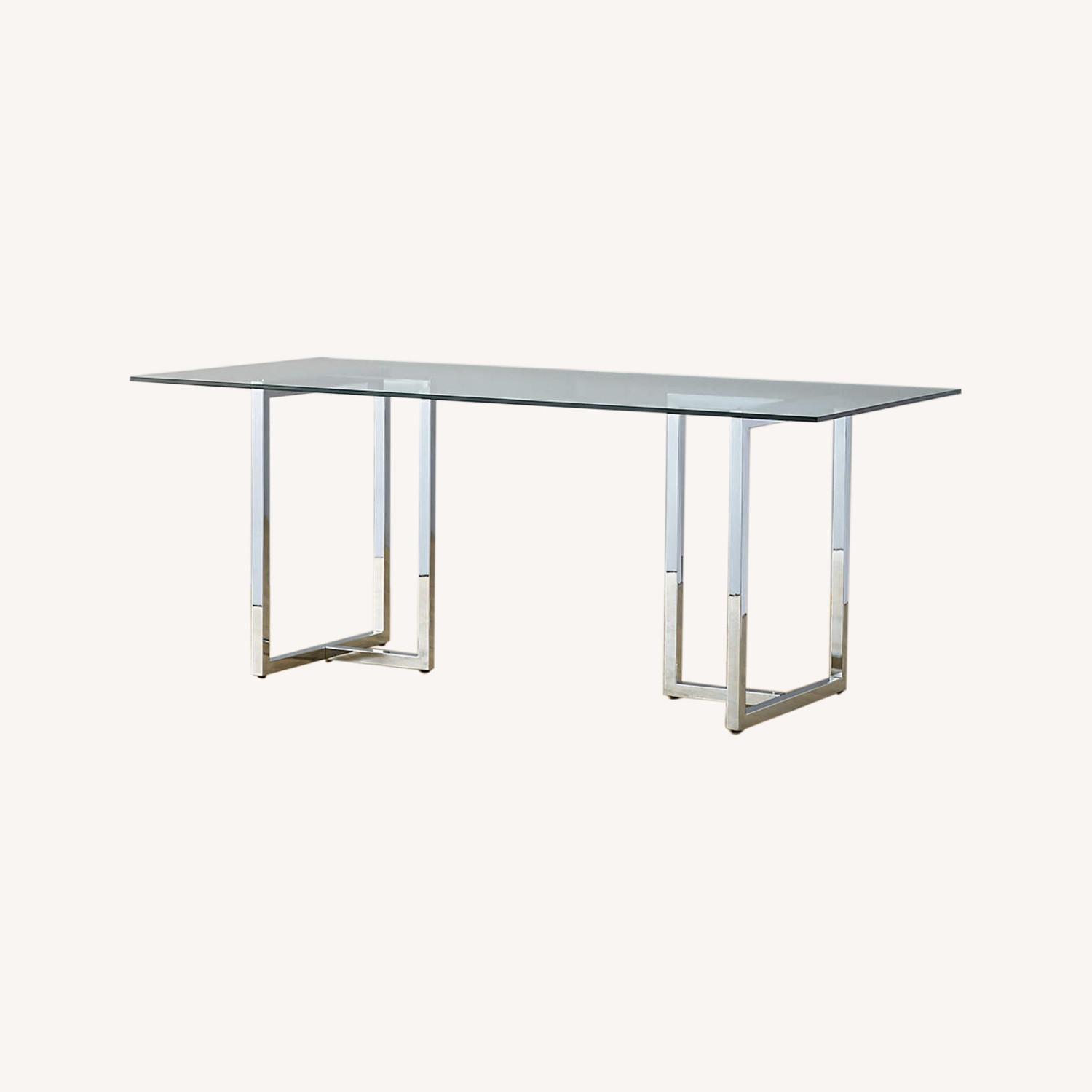 CB2 Glass/Chrome Dining Table - AptDeco