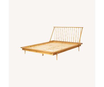 Pier 1 Imports Copenhagen Spindle Queen Bed - Solid Pine - AptDeco