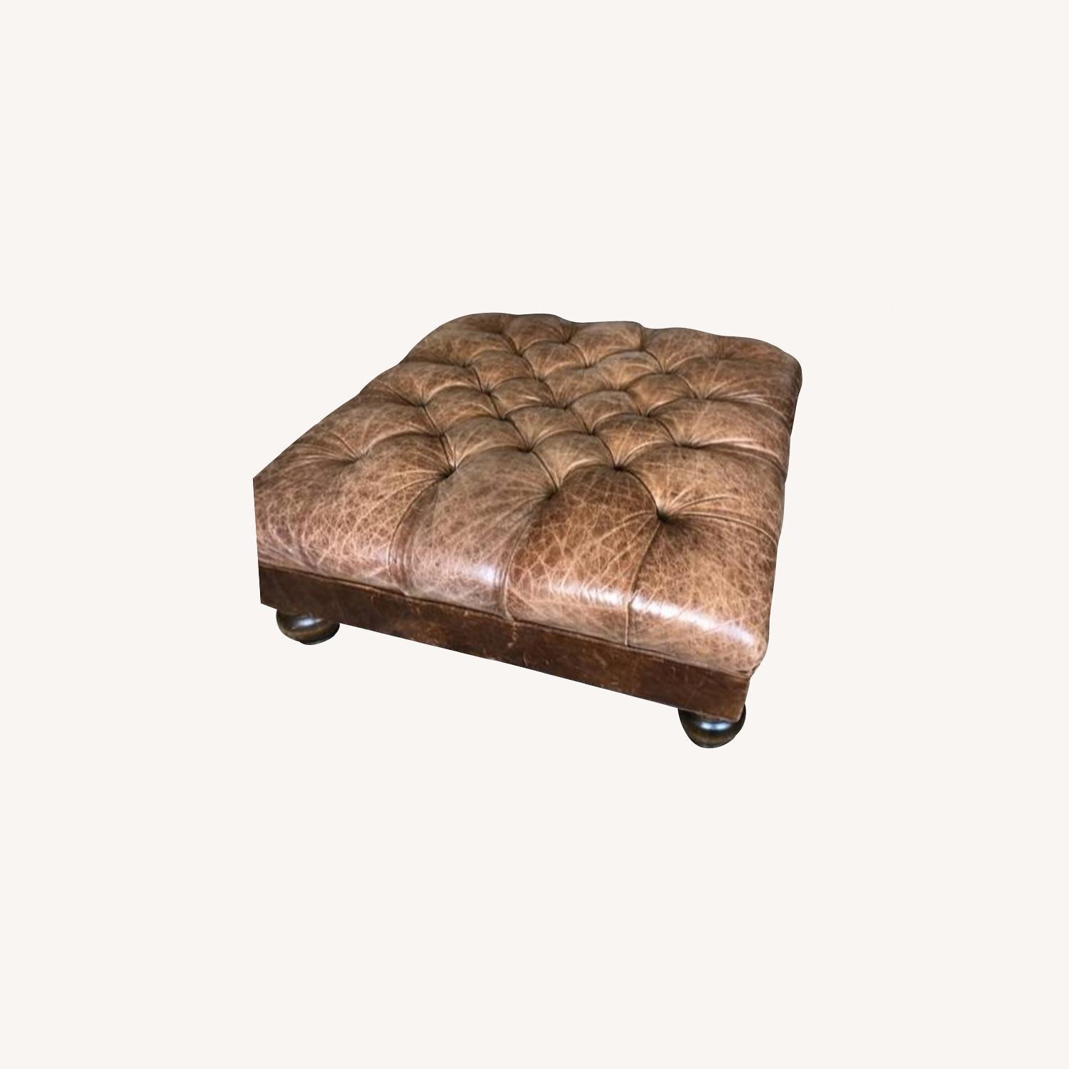 RH Leather Ottoman - AptDeco