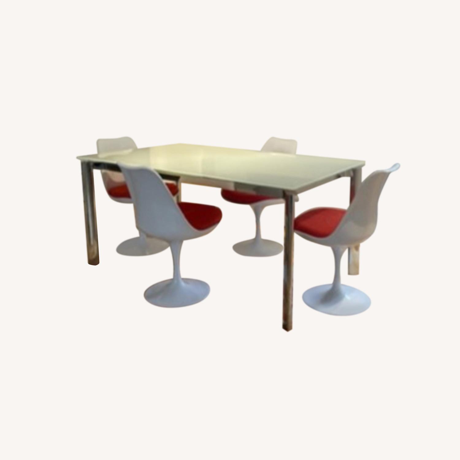 Modani Cameron White Glass Dining Room Table - AptDeco