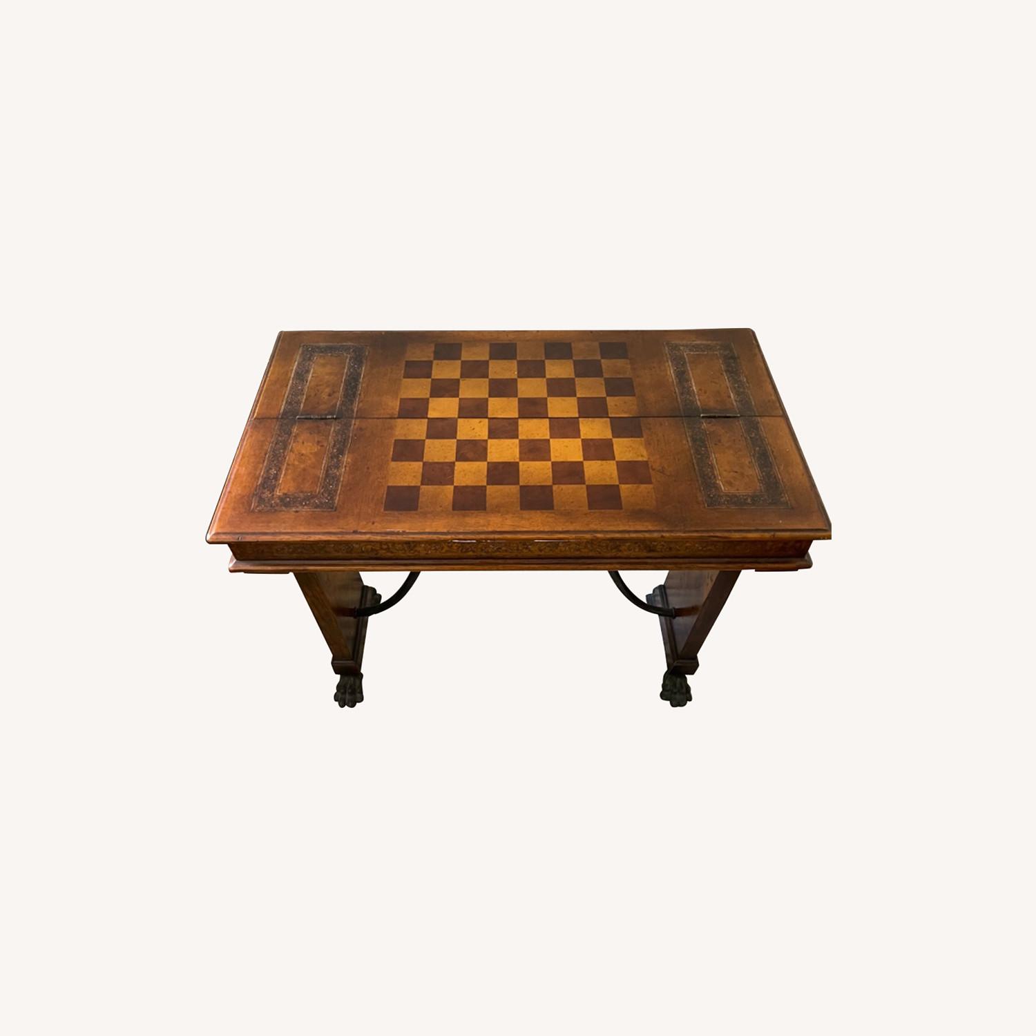 Antique Wood Chess Table - AptDeco