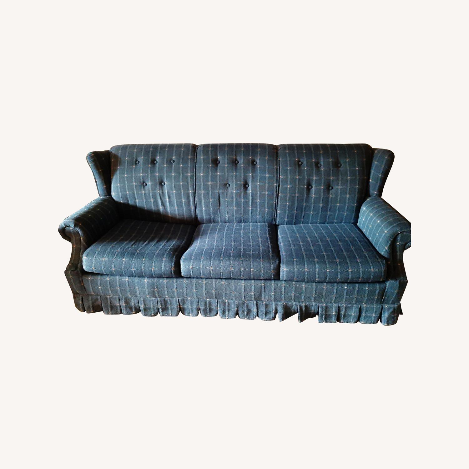 Custom Blue Fabric Sleeper Sofa - AptDeco