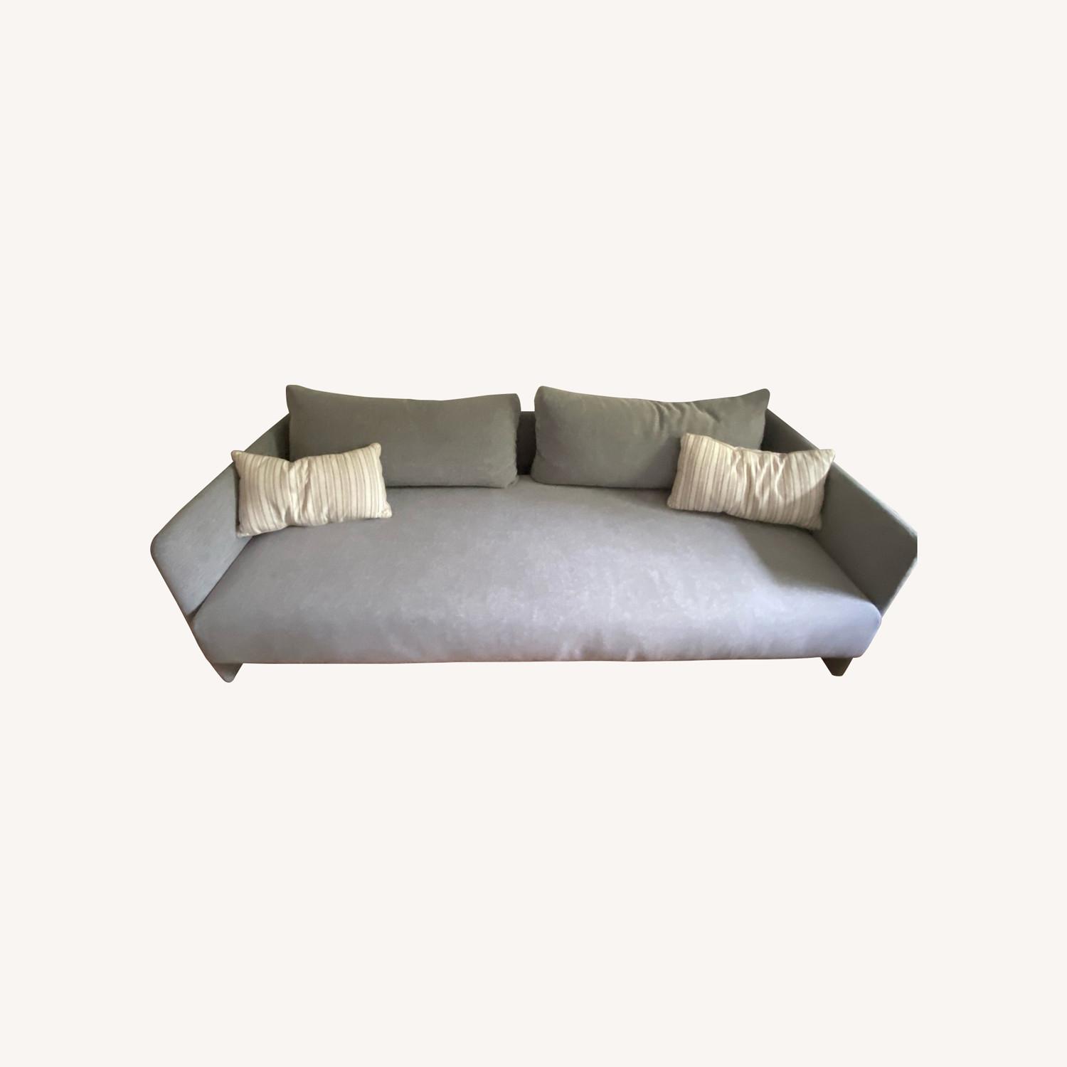 CB2 TANDOM Microgrid Grey Sleeper Sofa - AptDeco