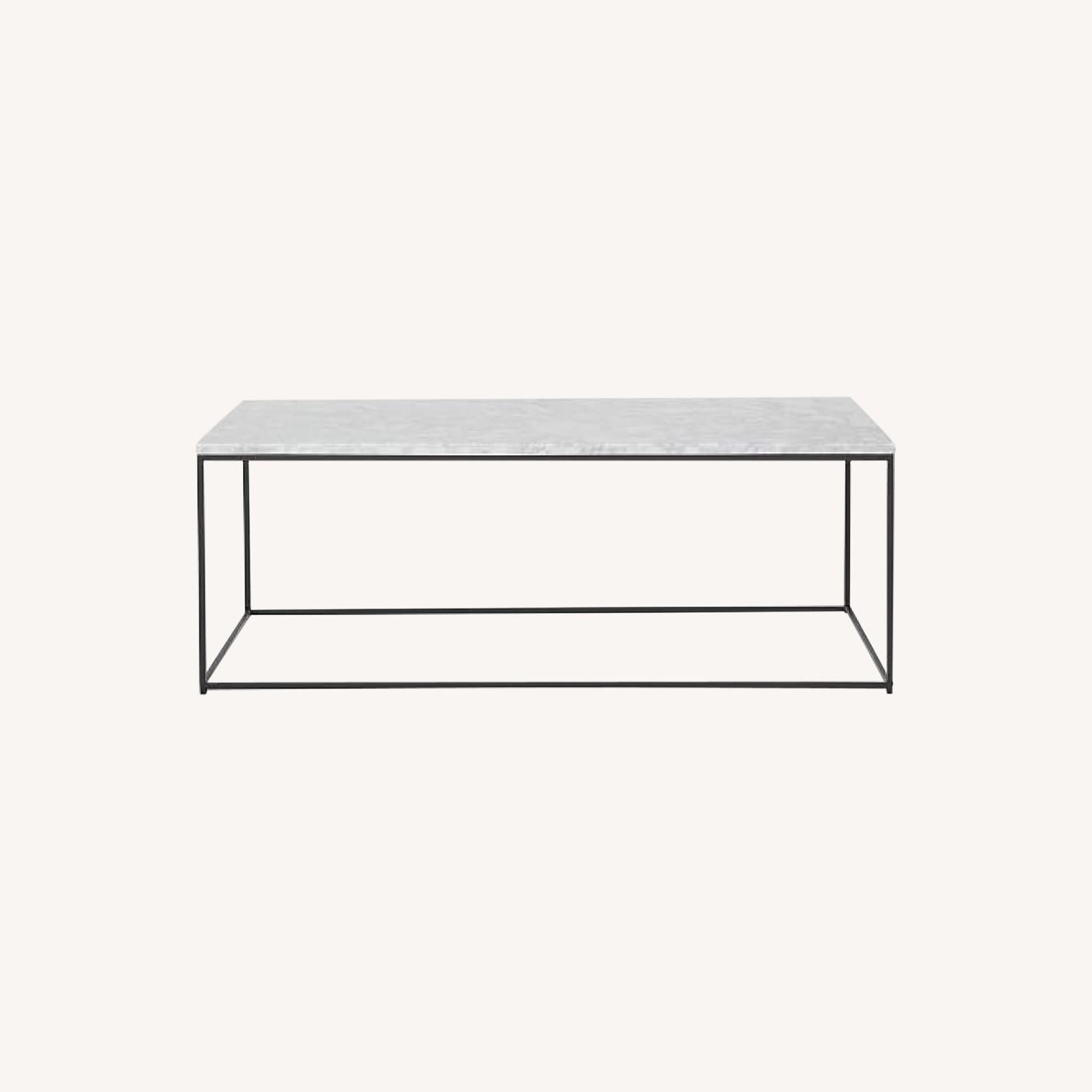 West Elm Box Frame Coffee Table with Marble Top - AptDeco