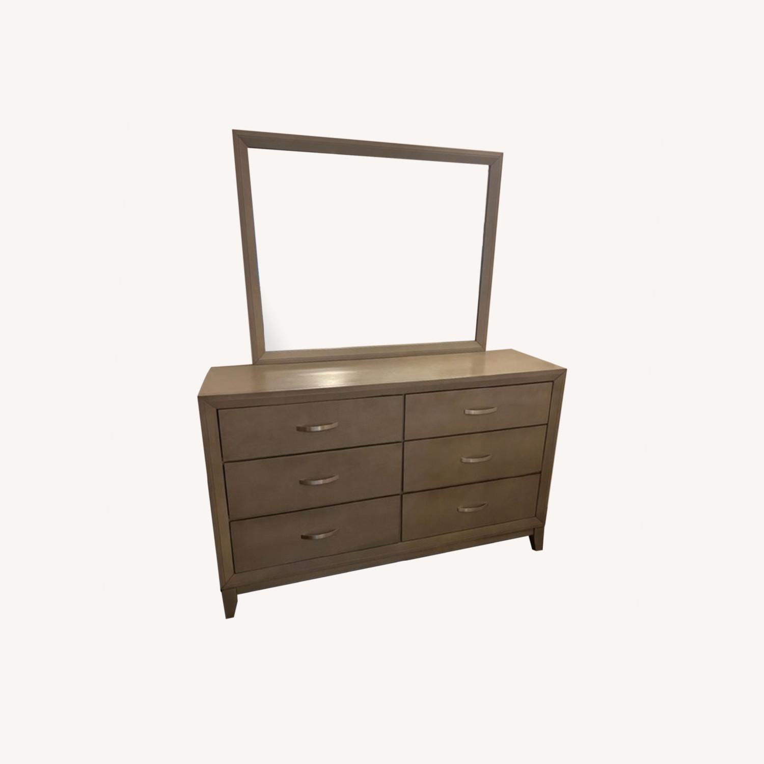 Large Tremont Gray Dresser & Mirror - AptDeco