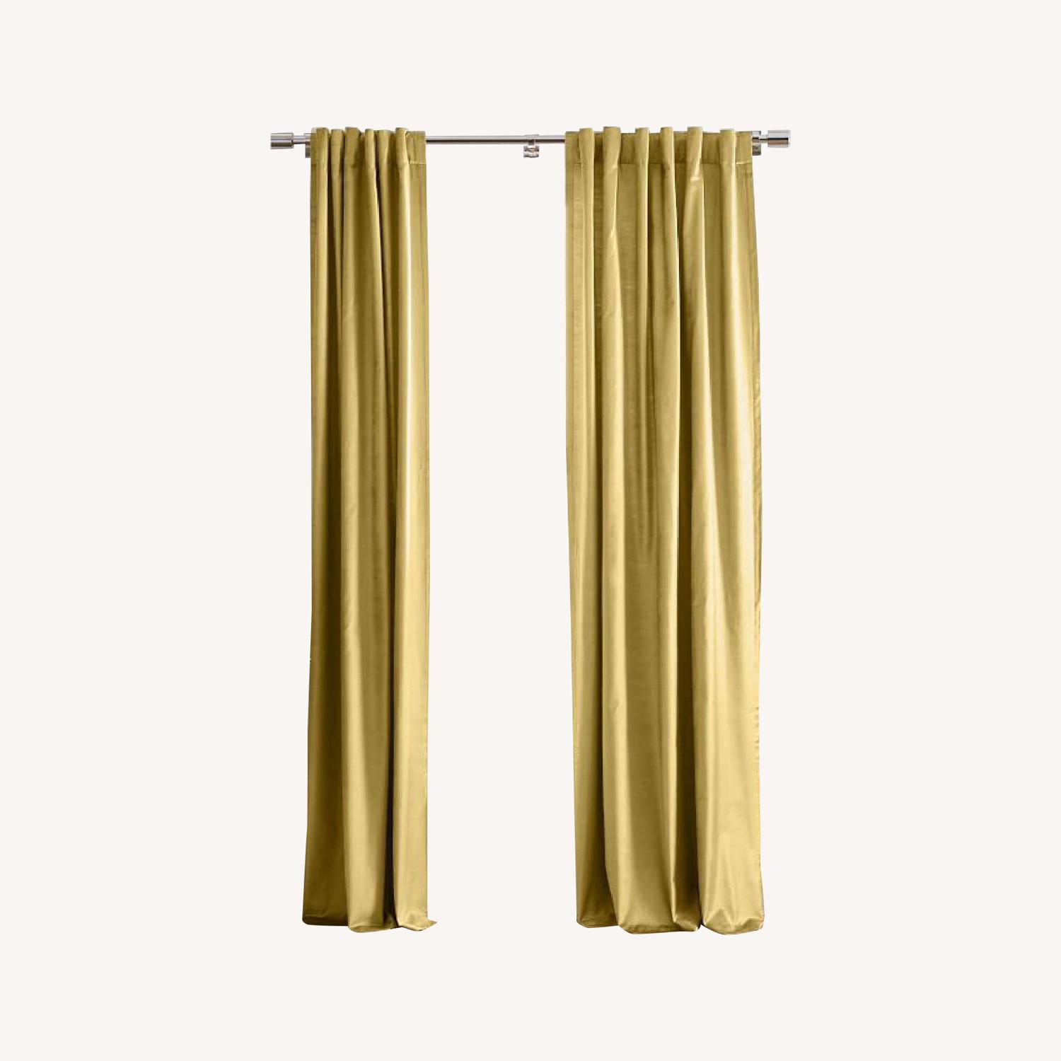 West Elm Luster Velvet Curtain - Wasabi - AptDeco