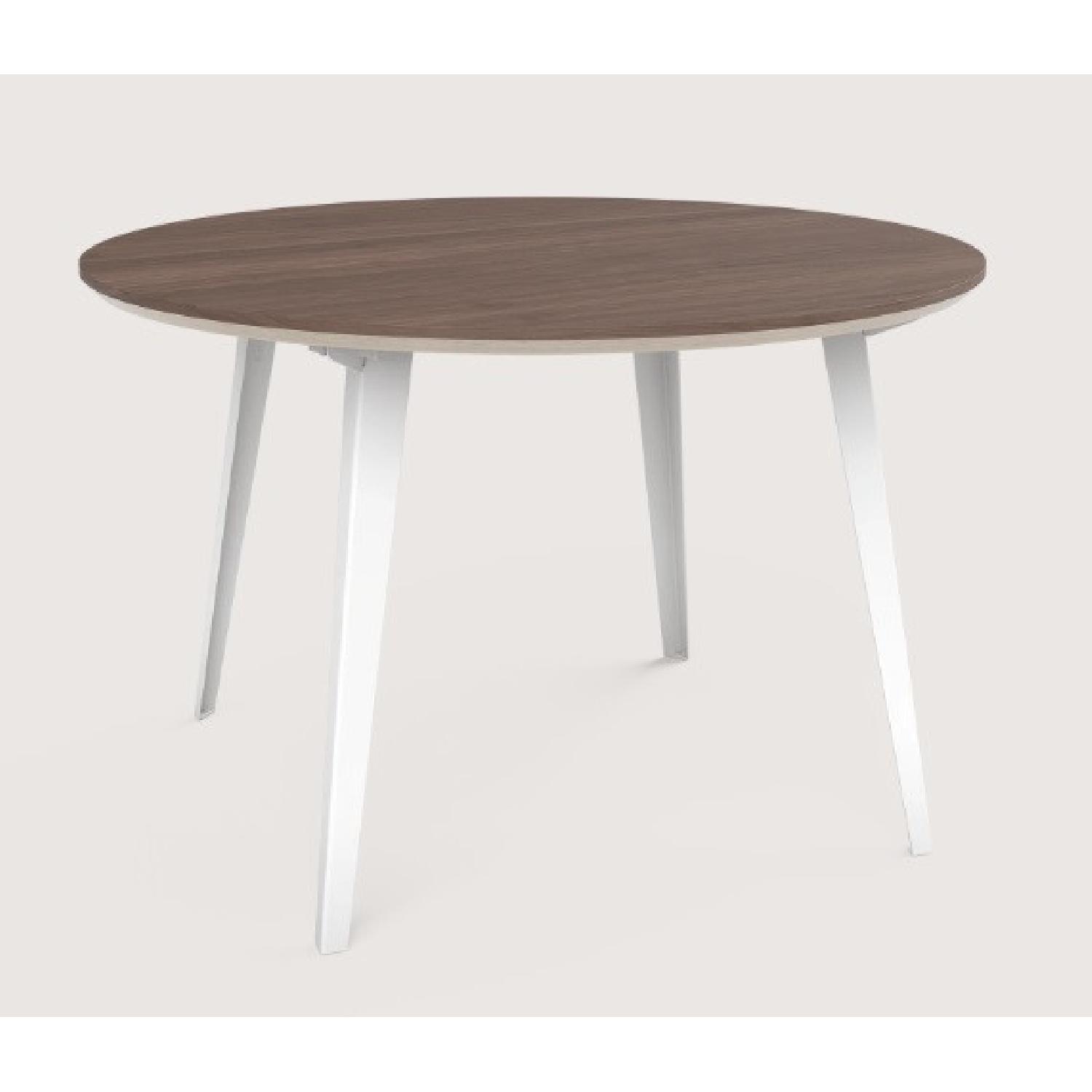 Floyd Round Dining Table - Walnut Top, White Legs - AptDeco