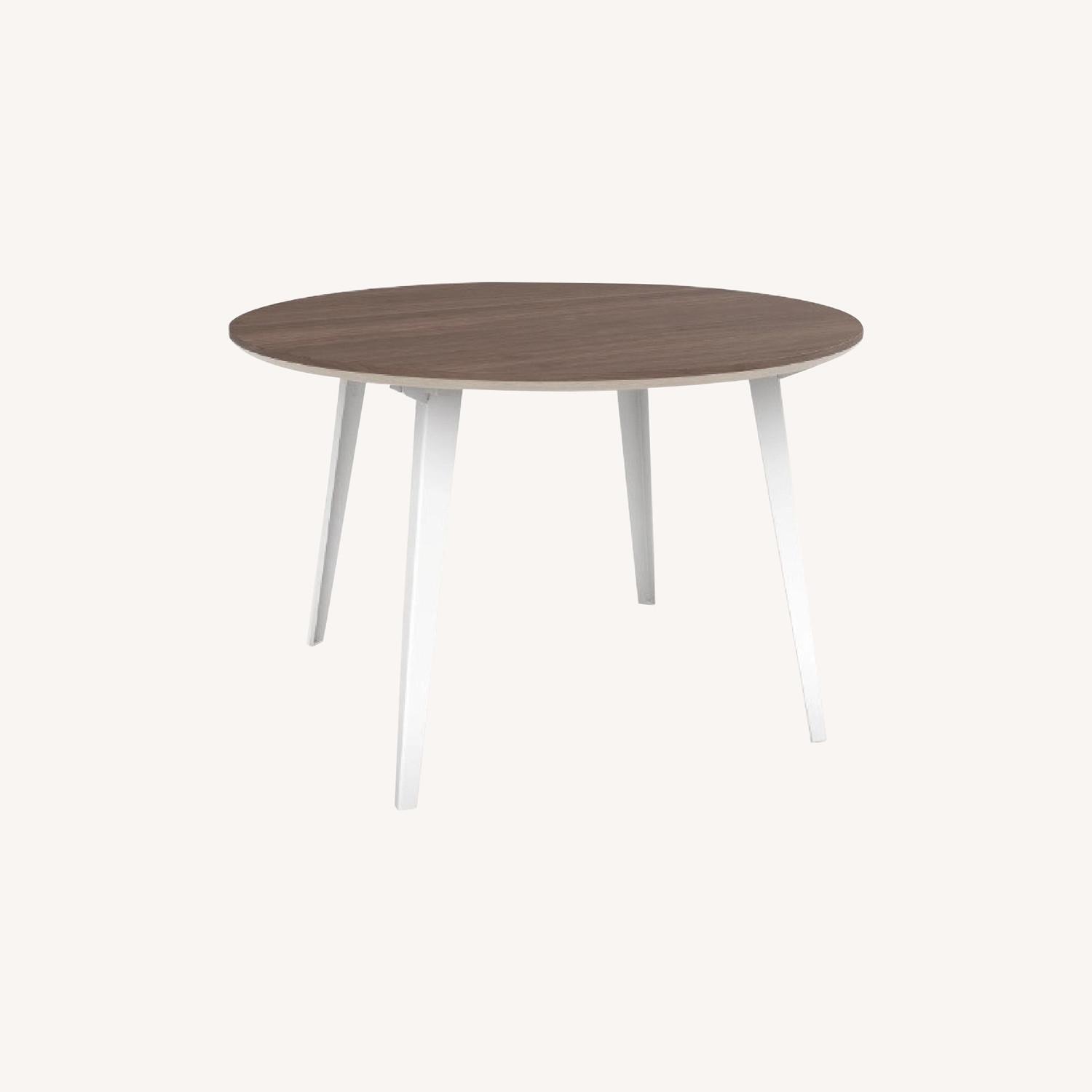Floyd Round Dining Table - Walnut Top, White Legs - AptDeco
