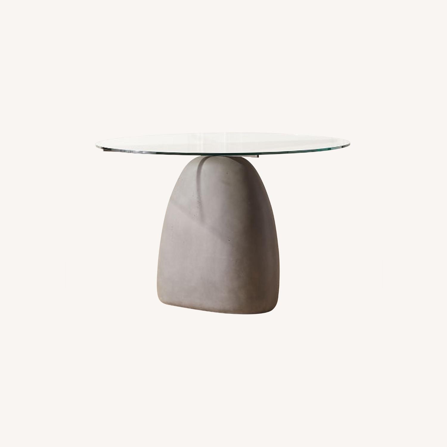 CB2 Stone Grey Round Dining Table - AptDeco