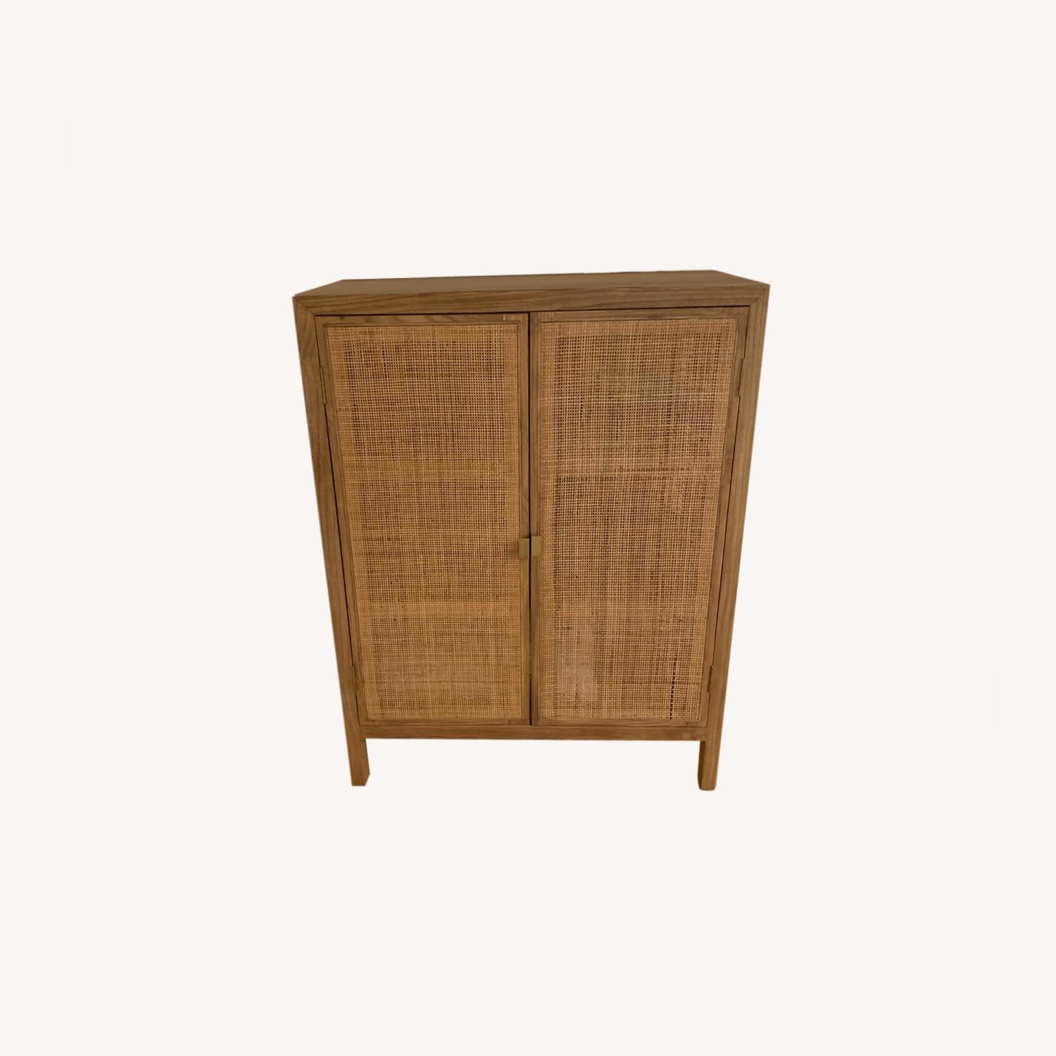 Natural Hardwood & Cane Cabinet - AptDeco