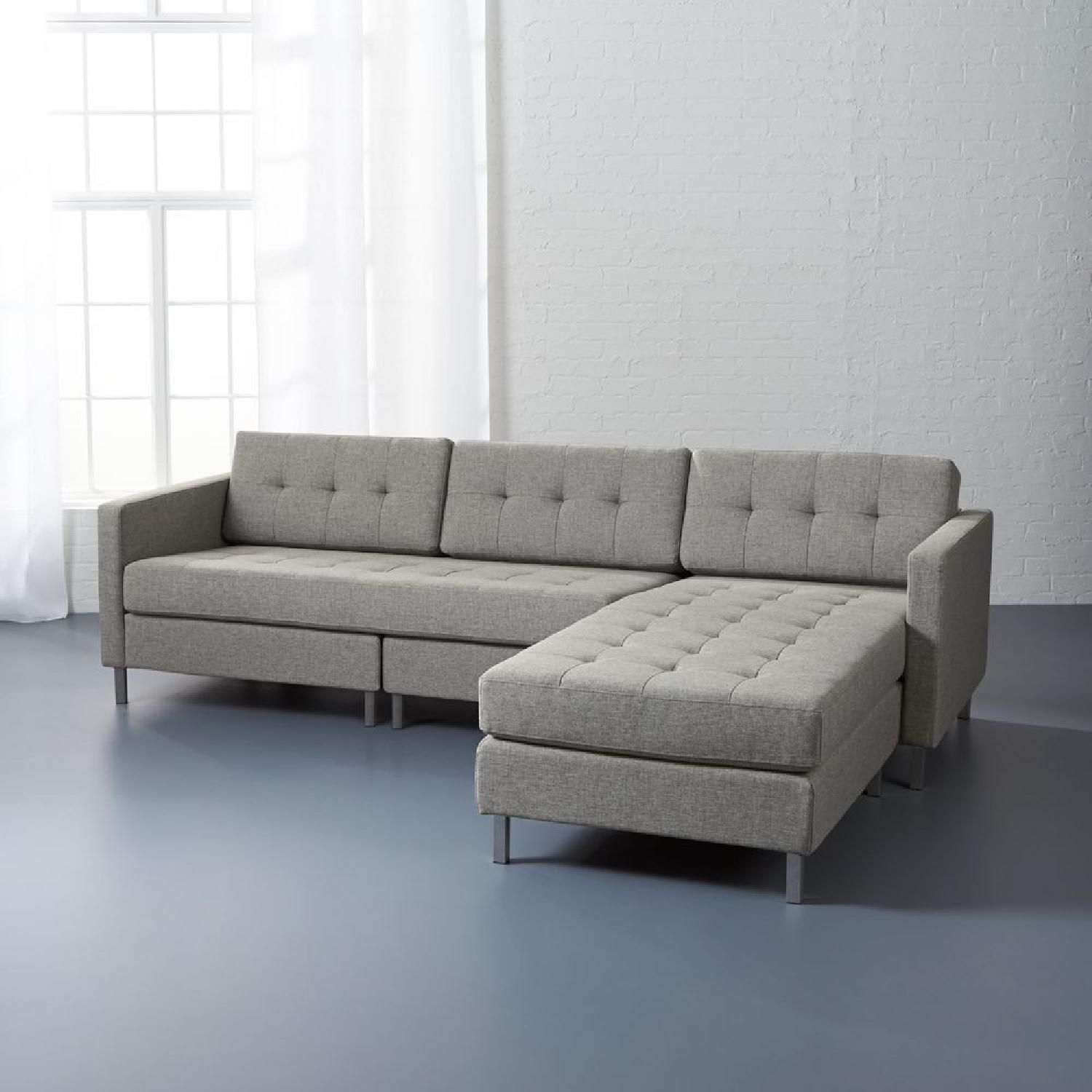CB2 Ditto II Grey Sectional Sofa - AptDeco