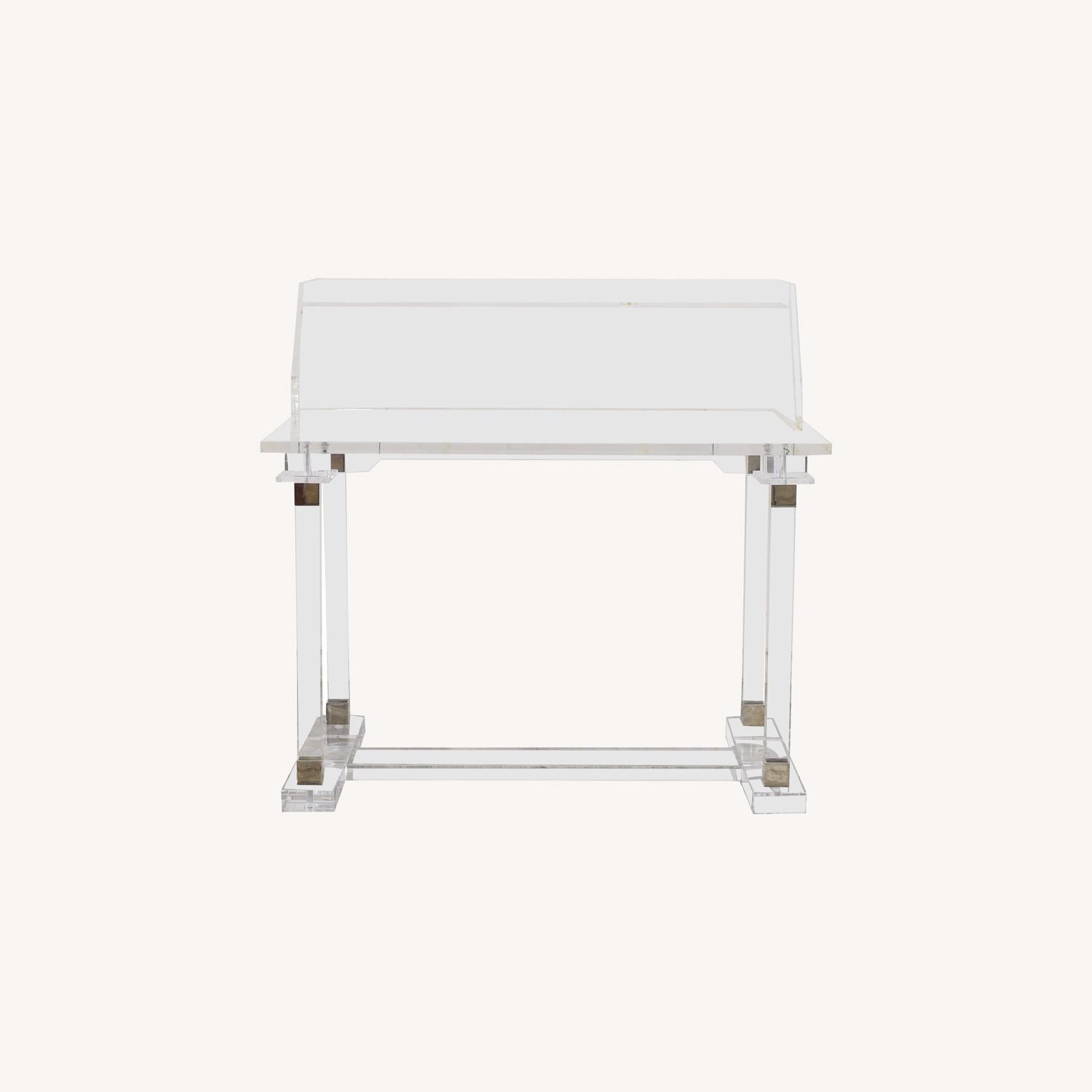 Modern Transparent Acrylic Desk with Hutch - AptDeco
