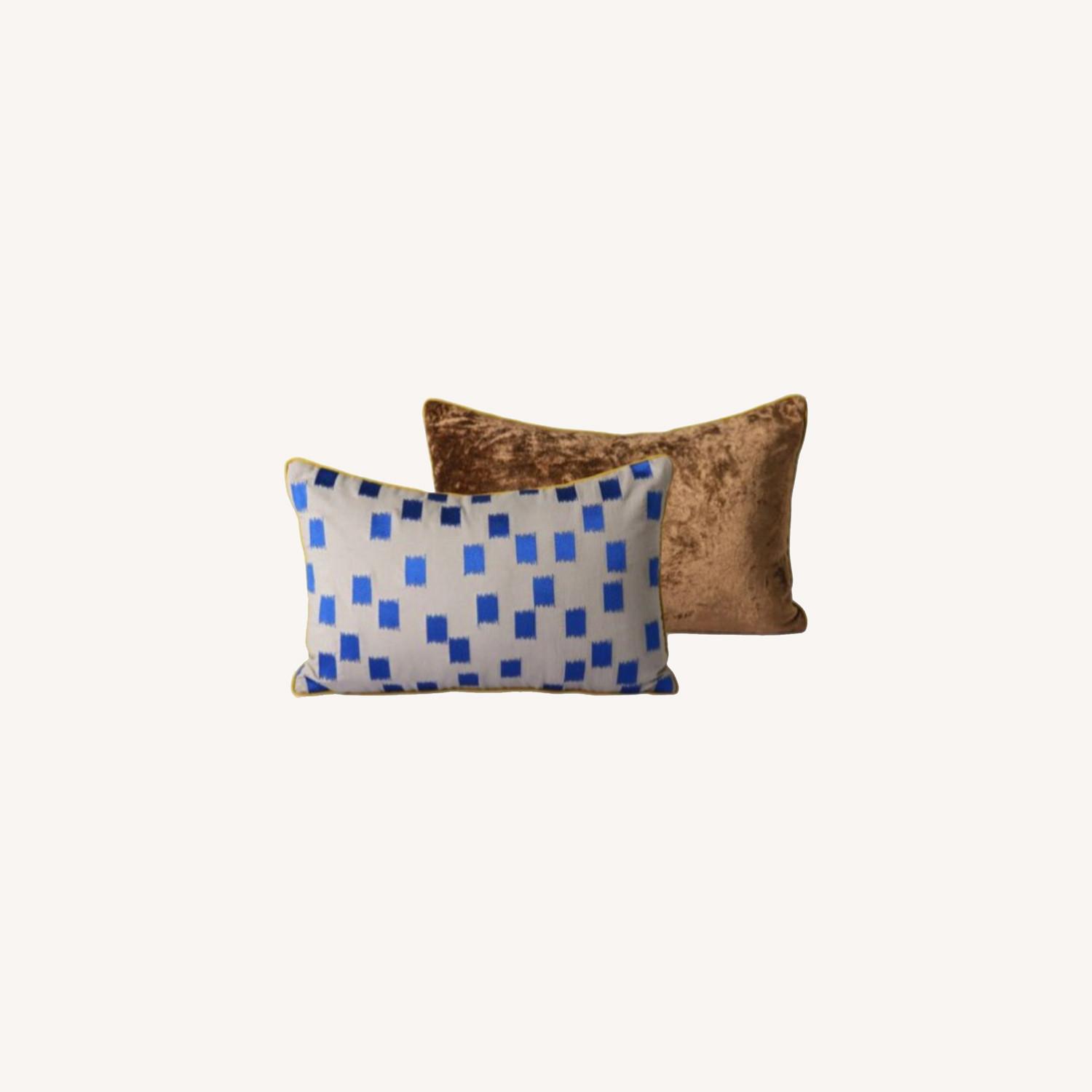 Blue Patterned Pillow - AptDeco