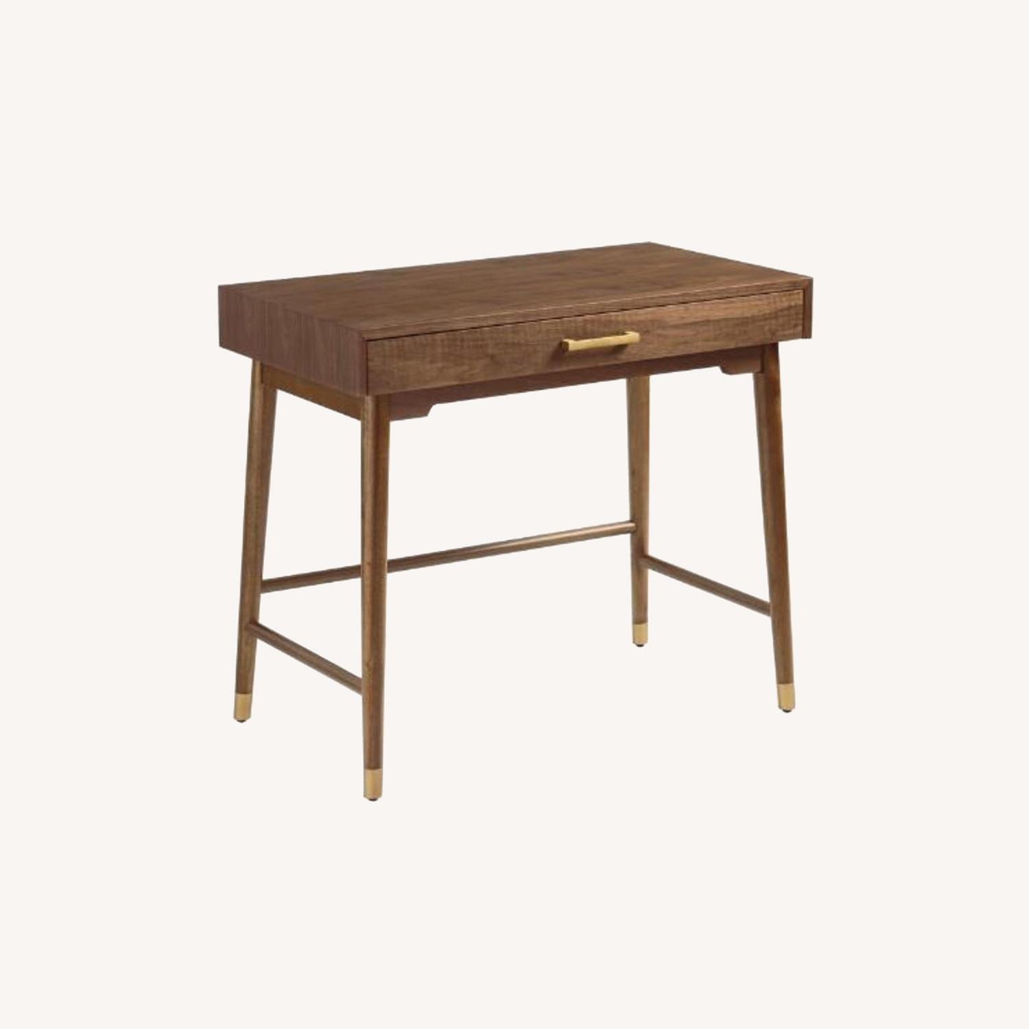 Walnut Writing Desk with Single Drawer - AptDeco