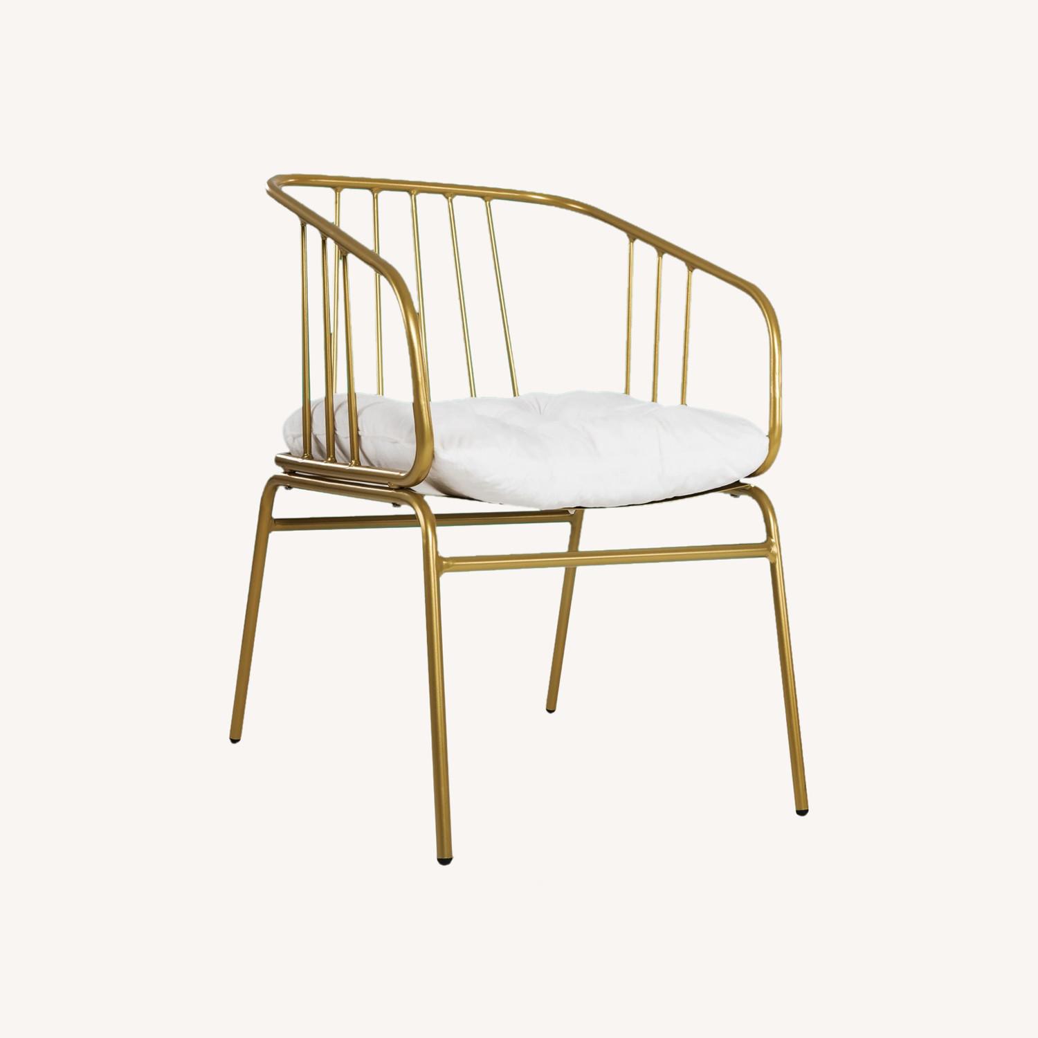 Gold and White Windsor Back Metal Dining Chair - 2 - AptDeco