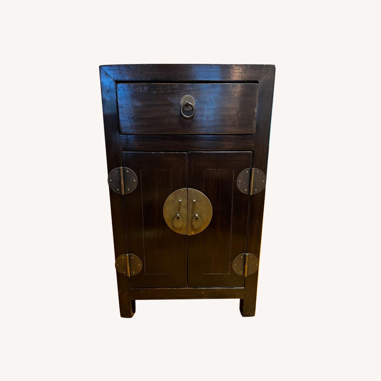 Asian Style Dark Wood Nightstand - AptDeco
