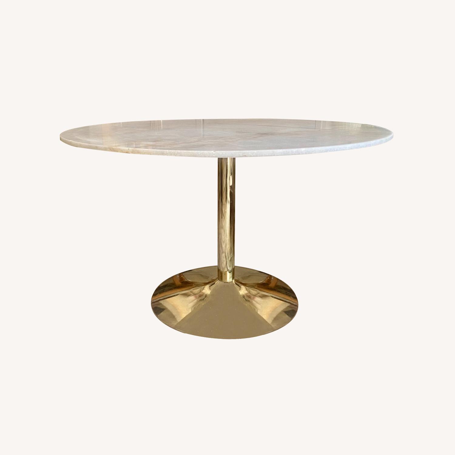 Modern Marble and Brass Dining Table - AptDeco
