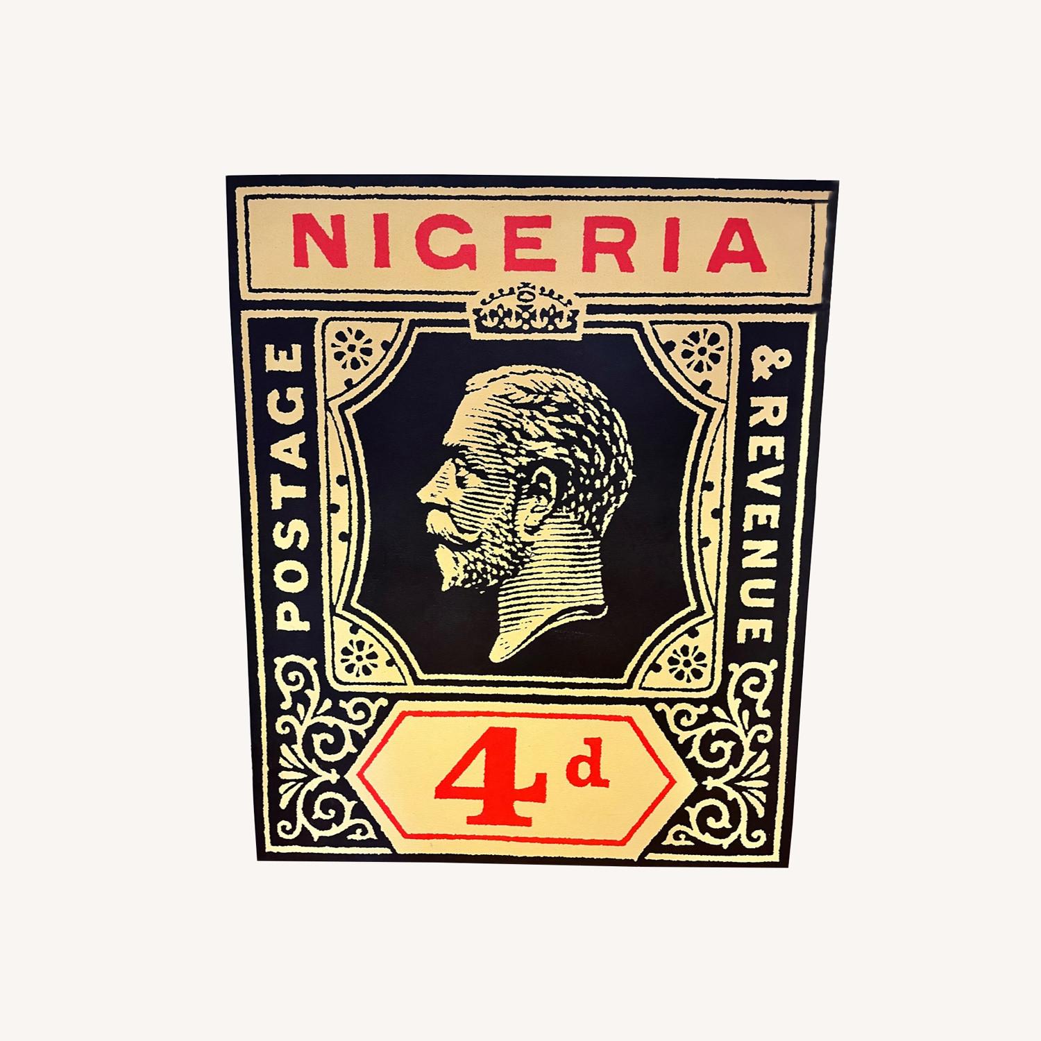 Nigerian Silk Screen of Postage Stamp - AptDeco