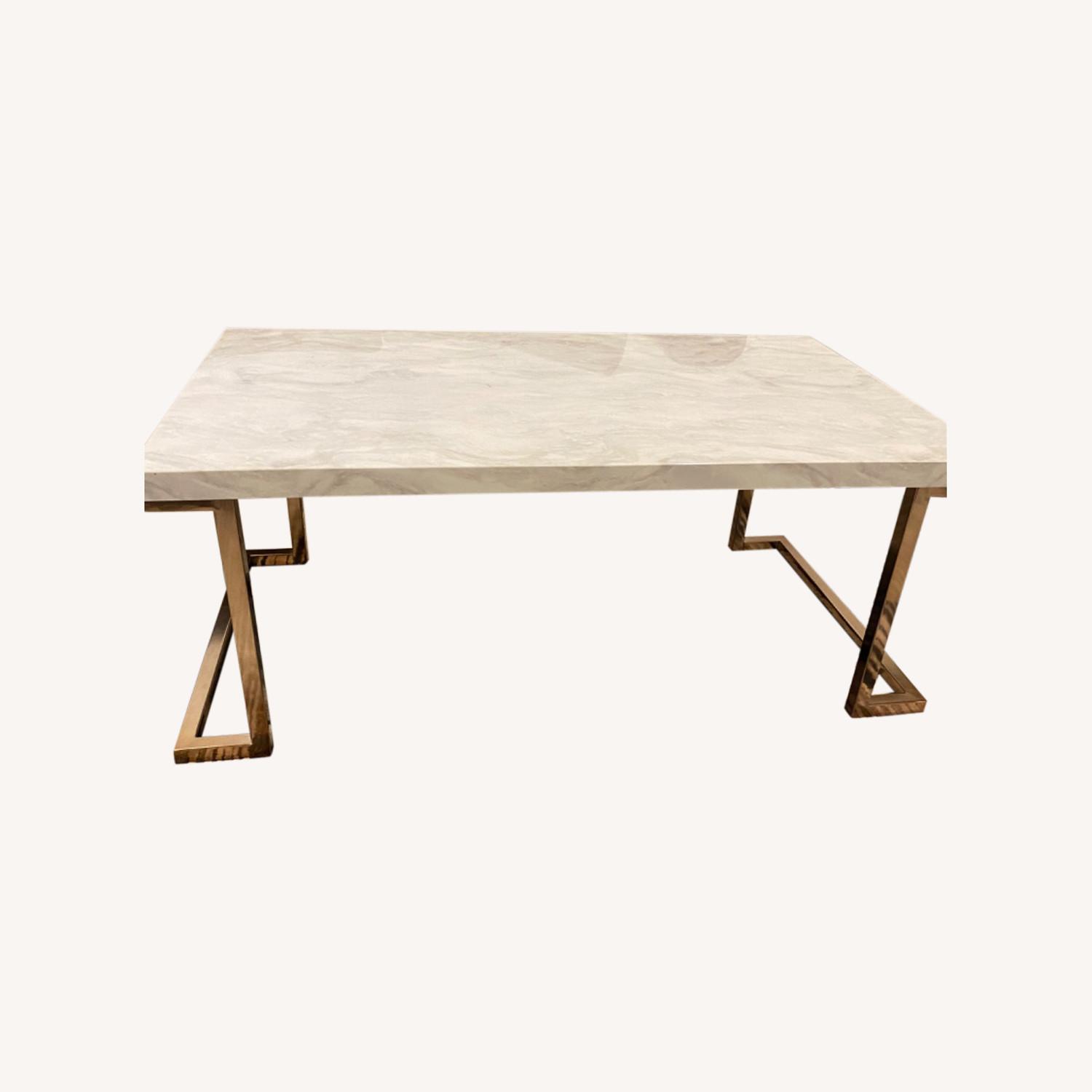 Gold and Marble Coffee Table - AptDeco