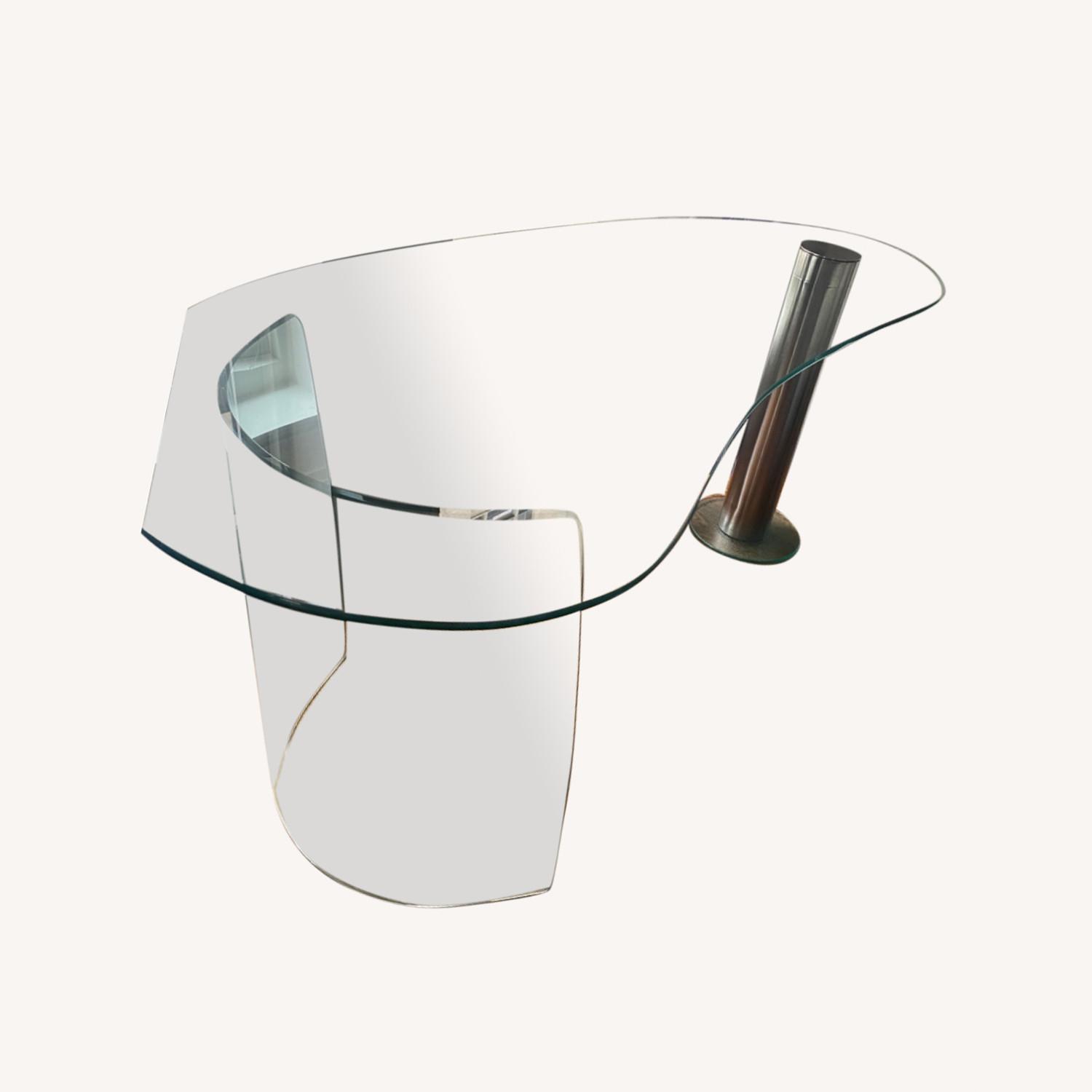 Art Deco Glass and Steel Floating Desk - AptDeco