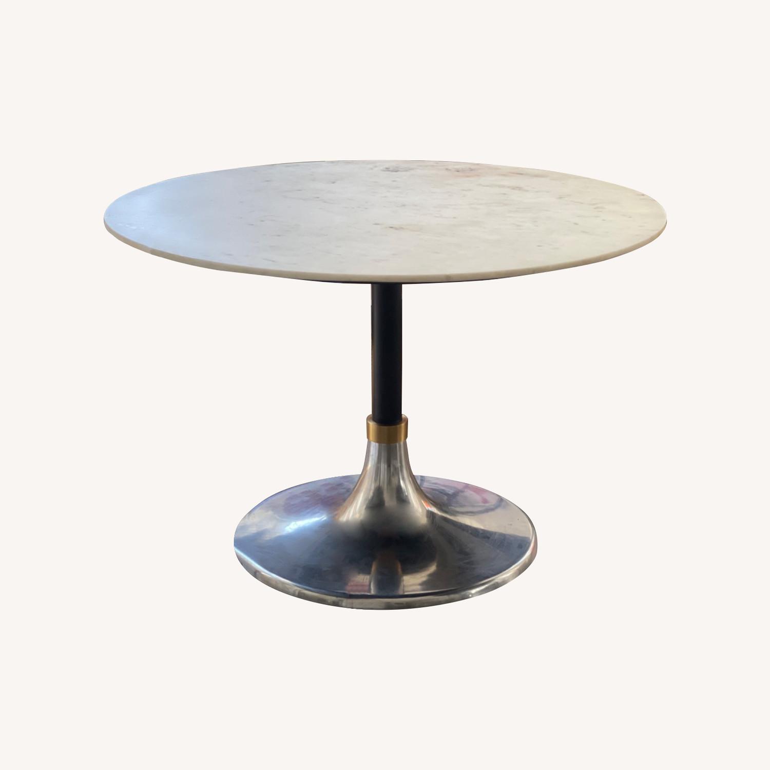 CB2 White Marble Top Dining Table - AptDeco