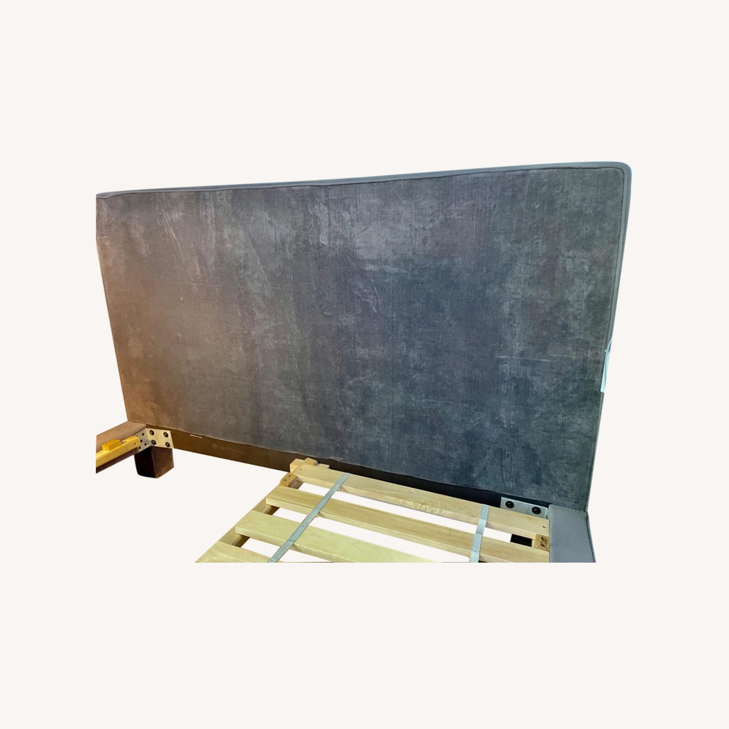 CB2 Soho Bed Queen Velvet Lead Color Headboard - AptDeco