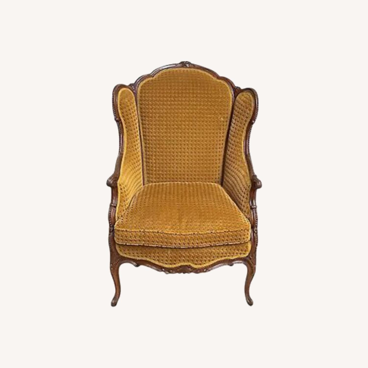 Antique Velvet Carved Bergere - AptDeco