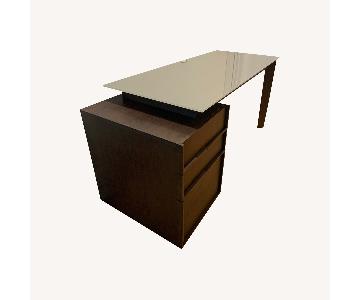 Sliding Glass Top Modern Desk - AptDeco